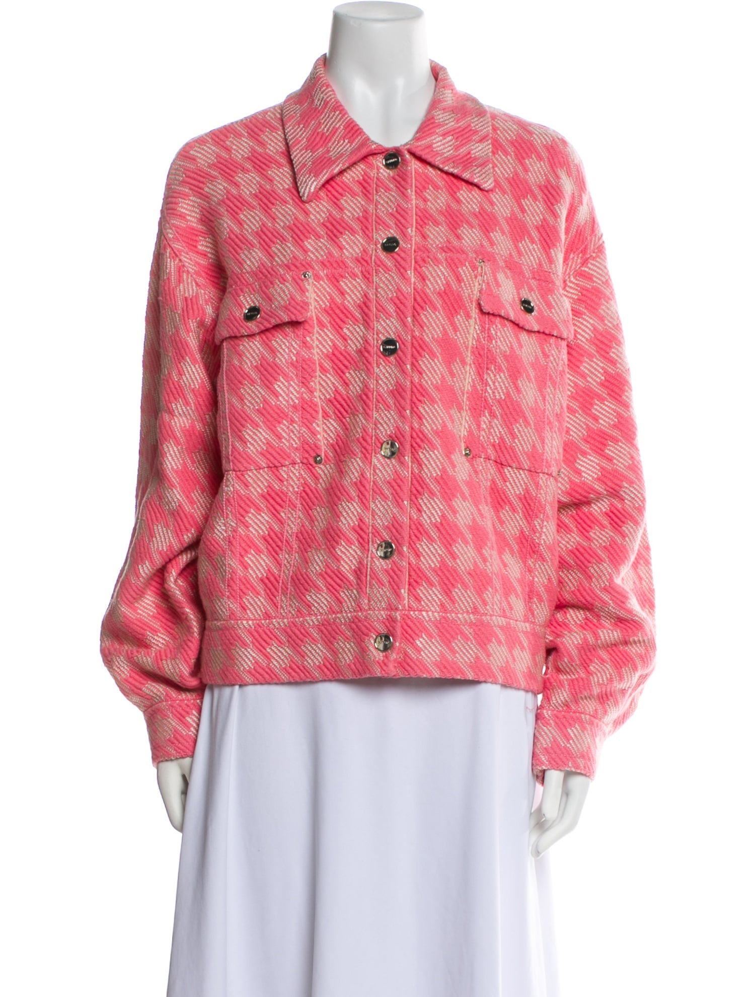 Sandro Houndstooth Print Jacket - Pink Jackets, Clothing - WS2195401 | The RealReal