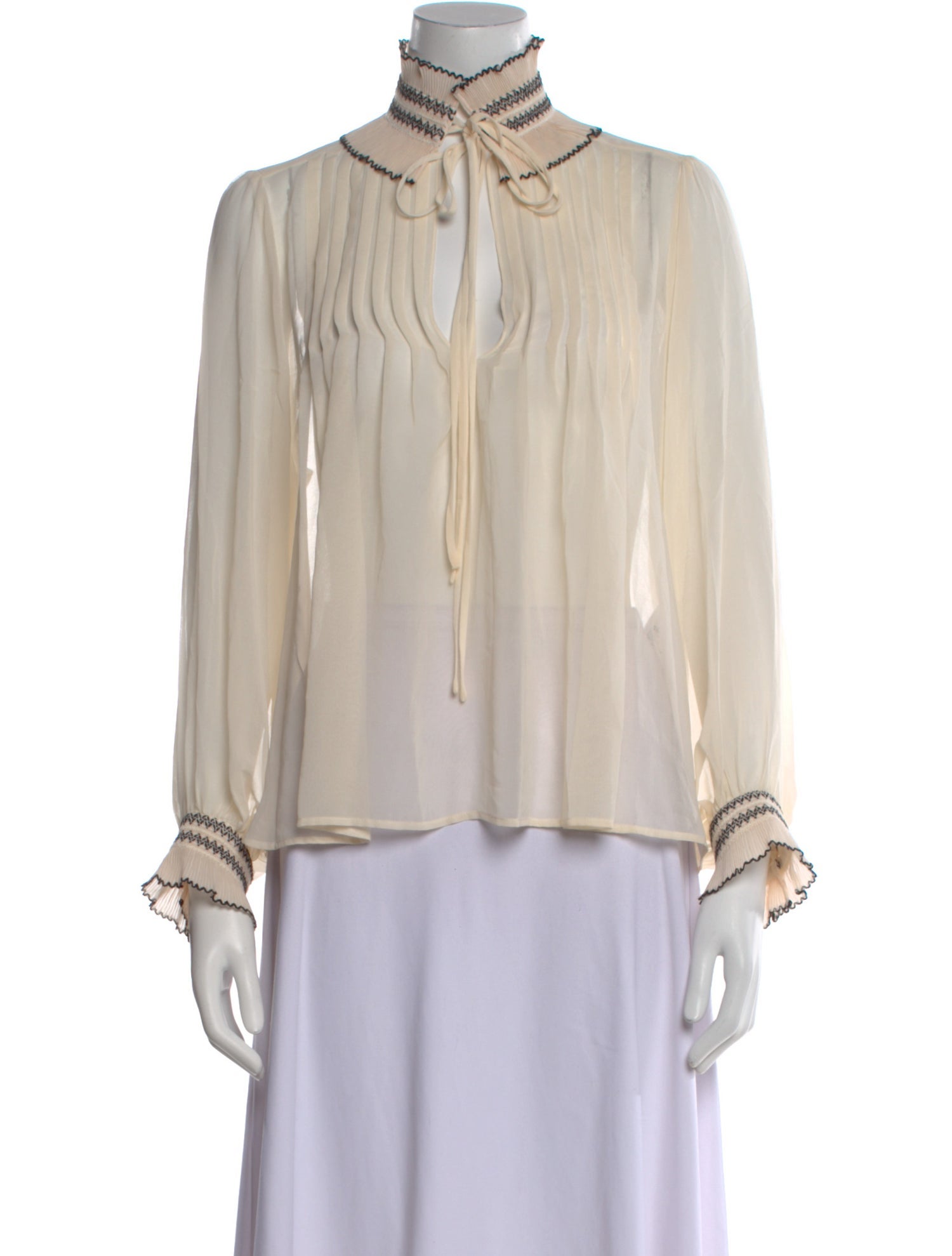 Sandro Silk Mock Neck Blouse w/ Tags - Neutrals Tops, Clothing ...