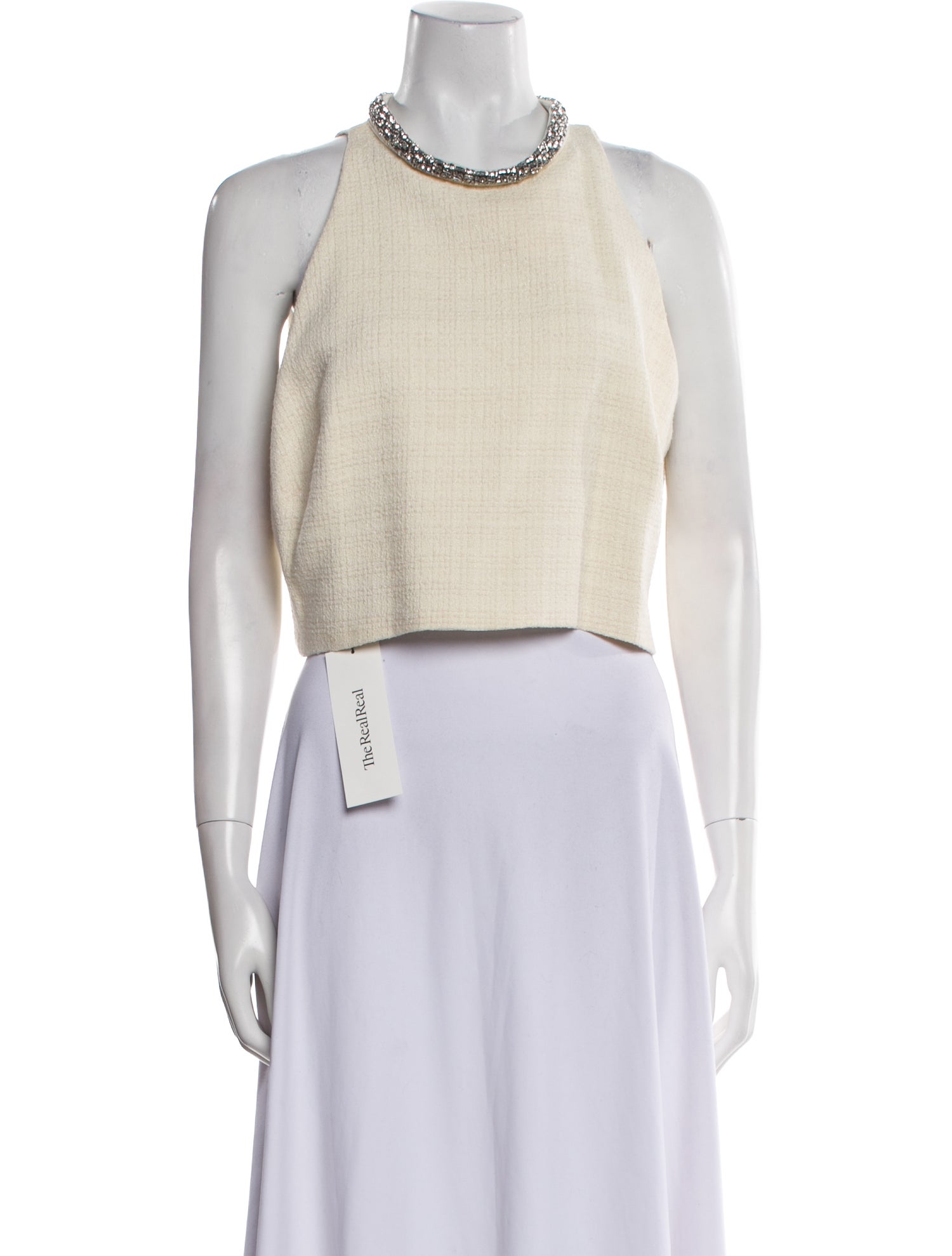 Sandro Crew Neck Sleeveless Crop Top - Neutrals Tops, Clothing ...