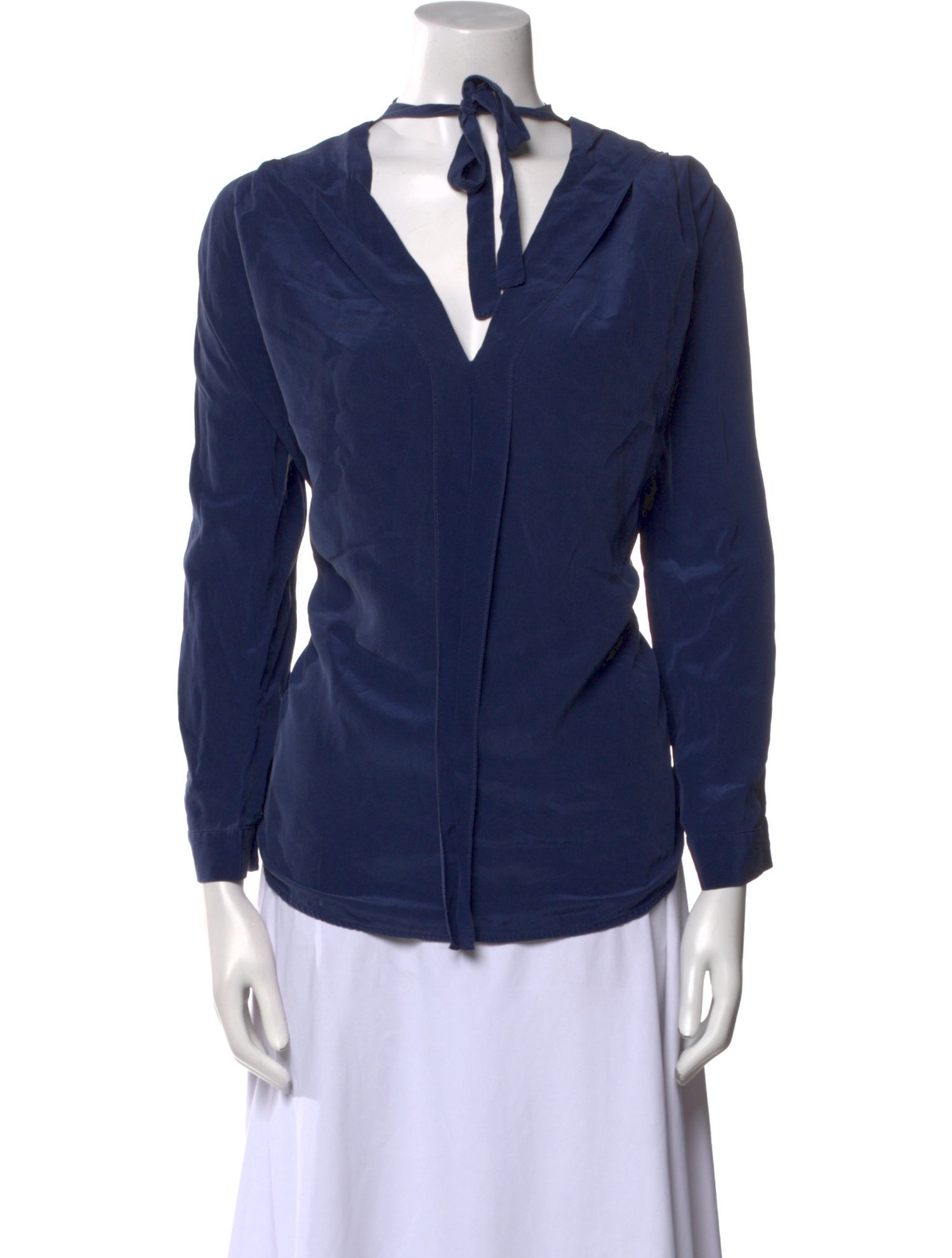 Sandro Silk V-Neck Blouse - Blue Tops, Clothing - WS2201747 | The RealReal