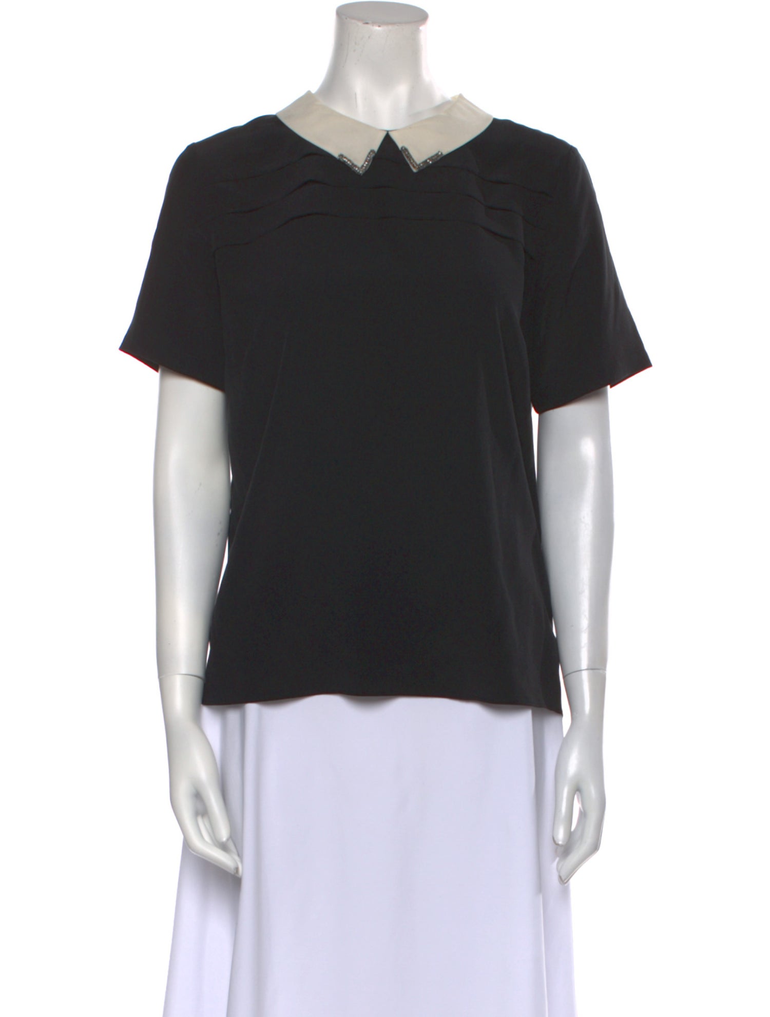 Sandro Silk V-Neck T-Shirt - Black Tops, Clothing - WS2212103 | The ...