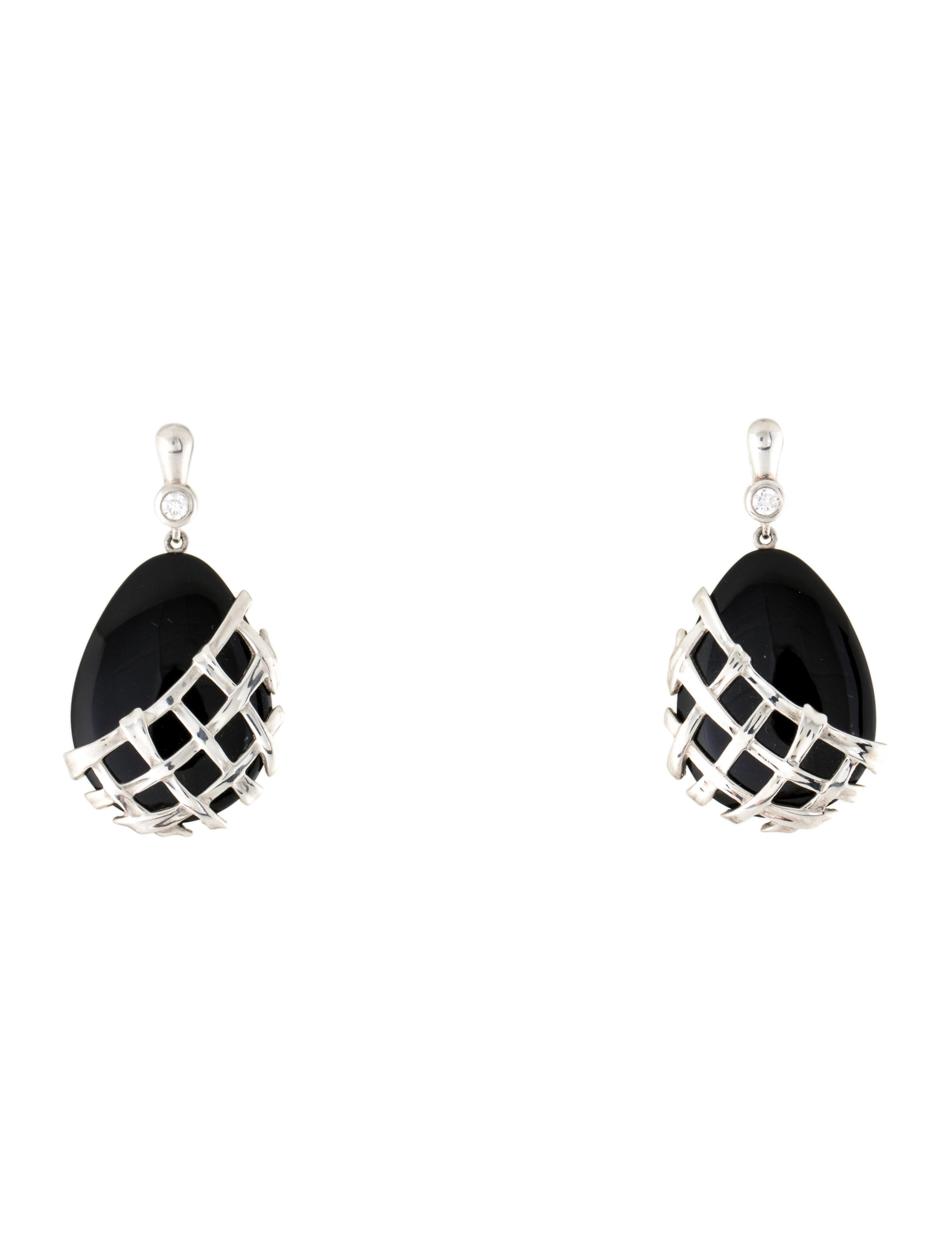 Slane Diamond & Onyx Crescent Weave Drop Earrings - Sterling Silver ...