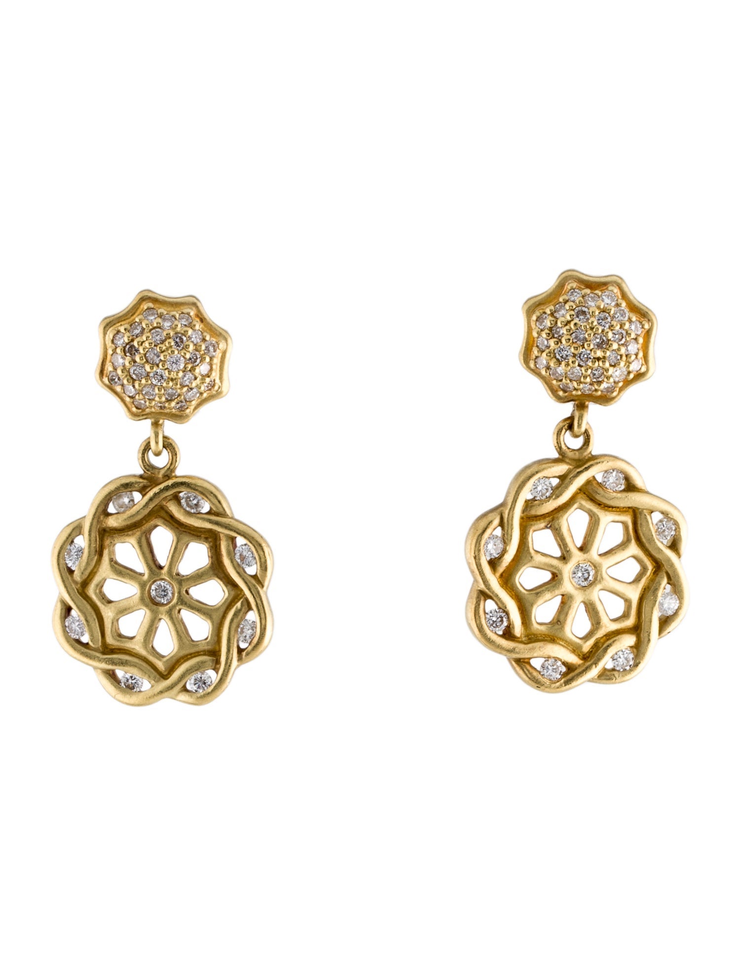 Slane 18K Diamond Fenestra Drop Earrings - 18K Yellow Gold Drop ...