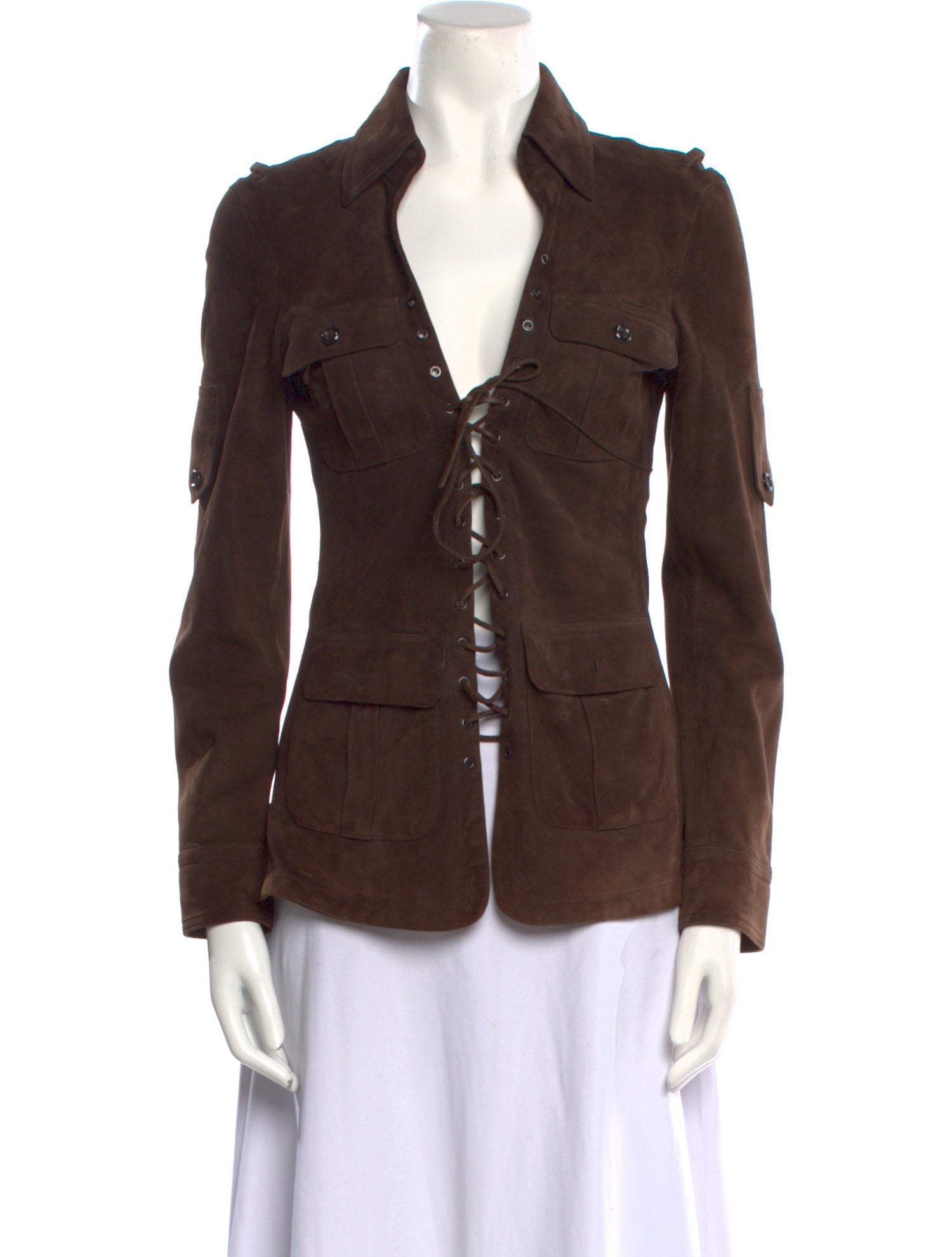 Strenesse Lamb Leather Utility Jacket - Brown Jackets, Clothing ...