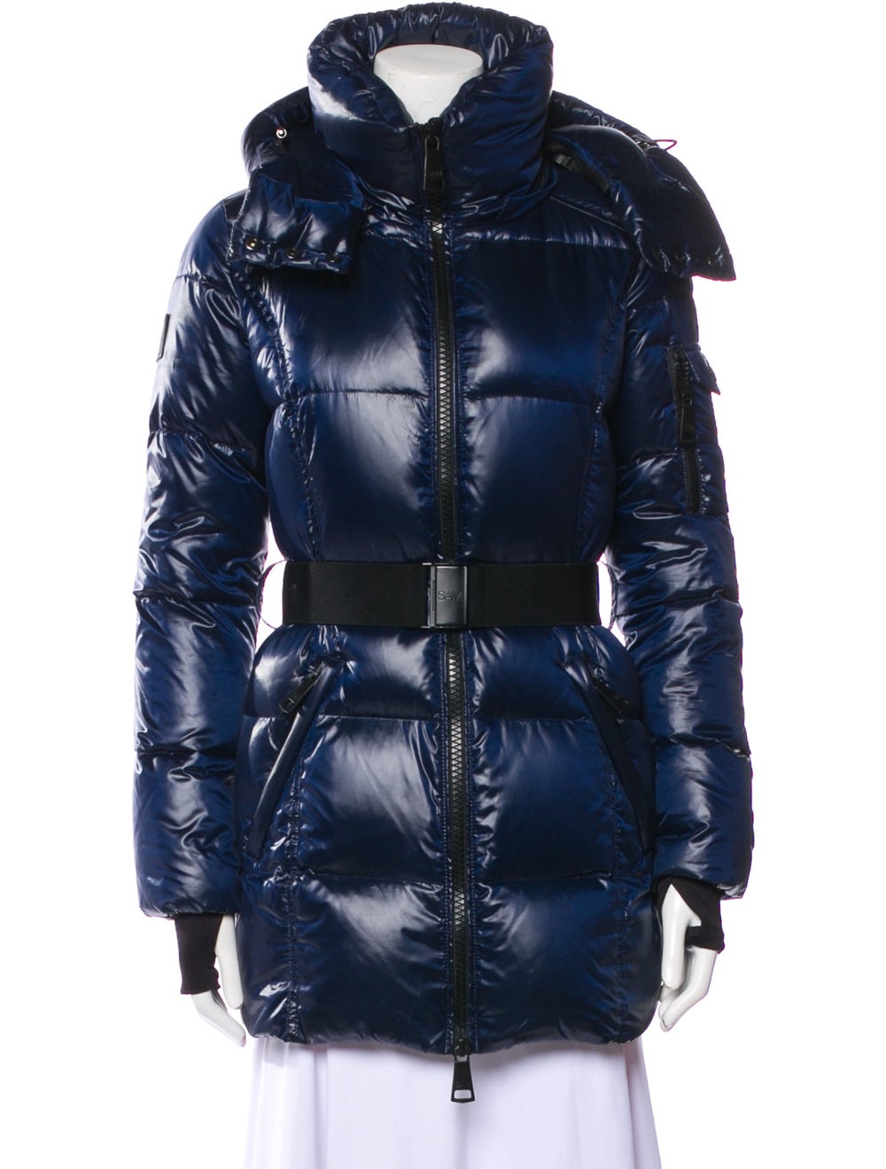 SAM. Sam. Down Coat Blue With Hood Stand Collar Short - Gem