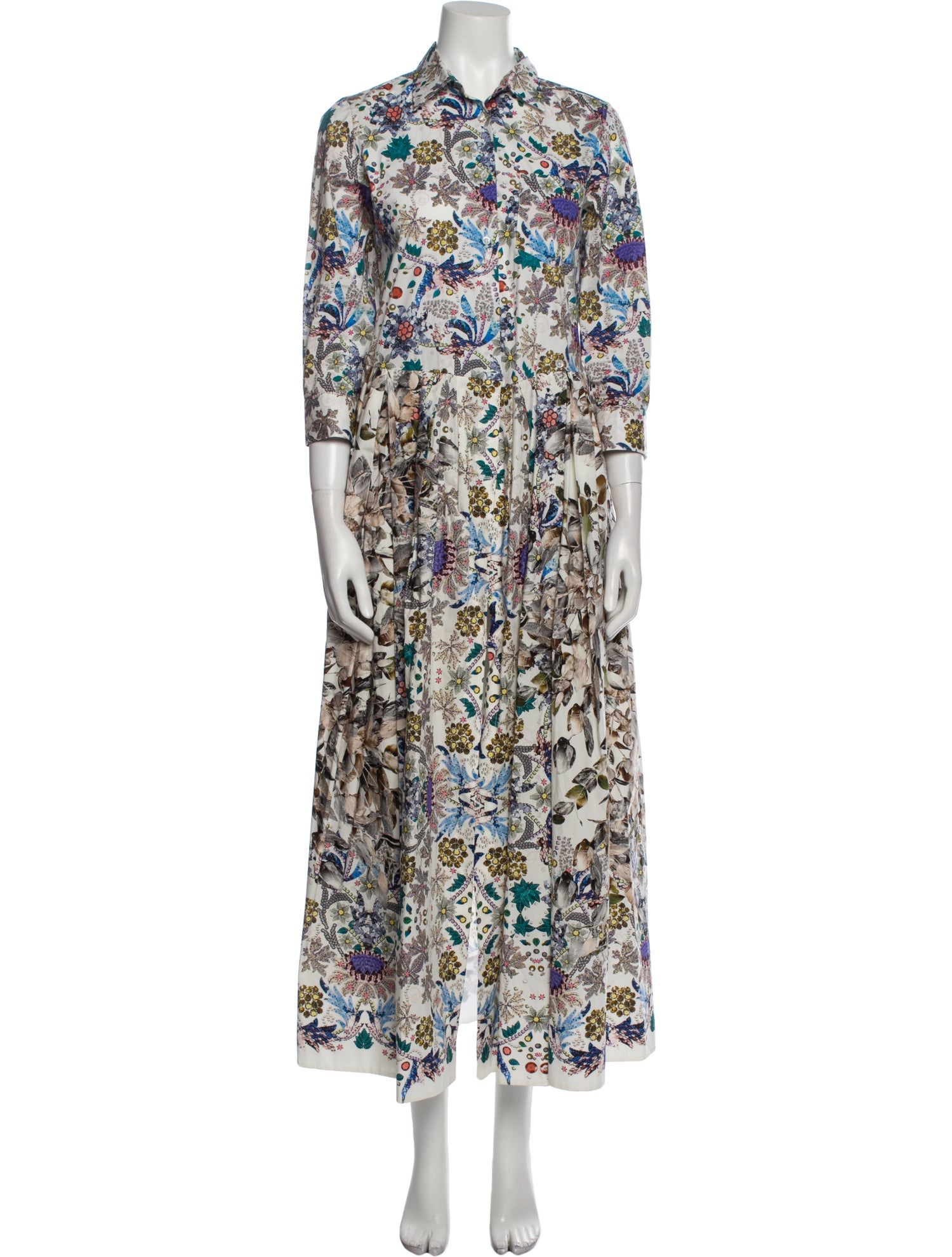 Sara Roka Floral Print Long Dress - White Dresses, Clothing ...