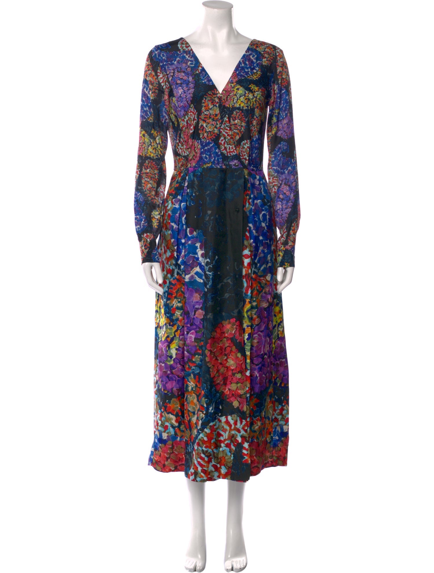 Sara Roka Floral Print Long Dress - Blue Dresses, Clothing - WSARO21053 ...