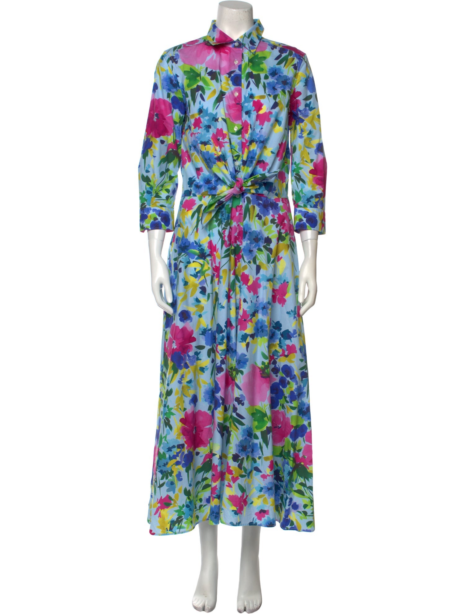 Sara Roka Floral Print Long Dress - Blue Dresses, Clothing - WSARO21213 ...