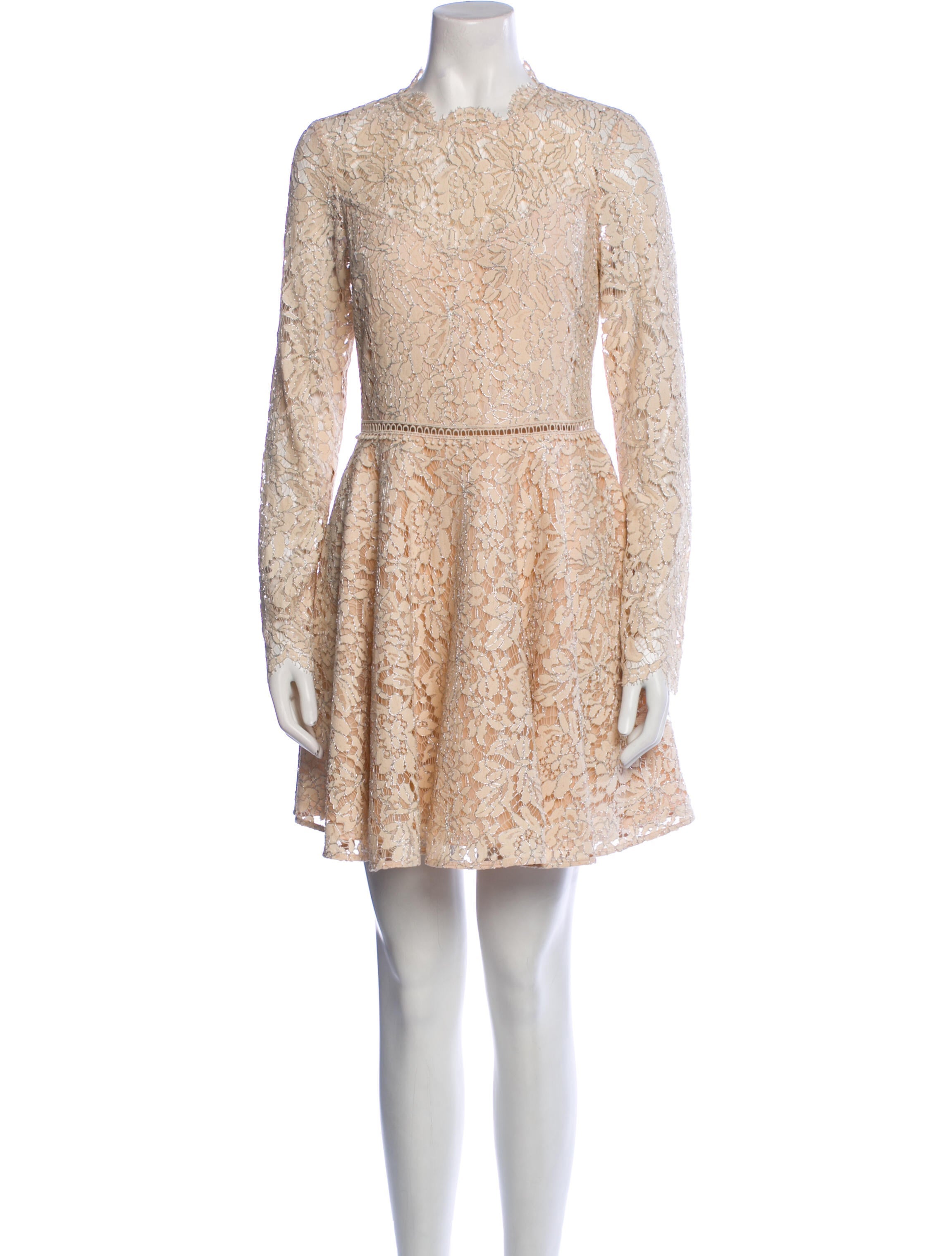 Saylor Lace Pattern Mini Dress - Neutrals Dresses, Clothing ...