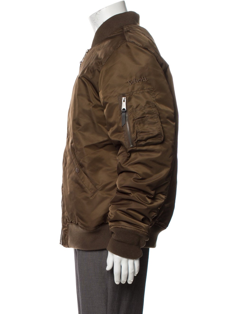 Schott NYC Bomber Jacket Green Satin Lining Mandarin … - Gem