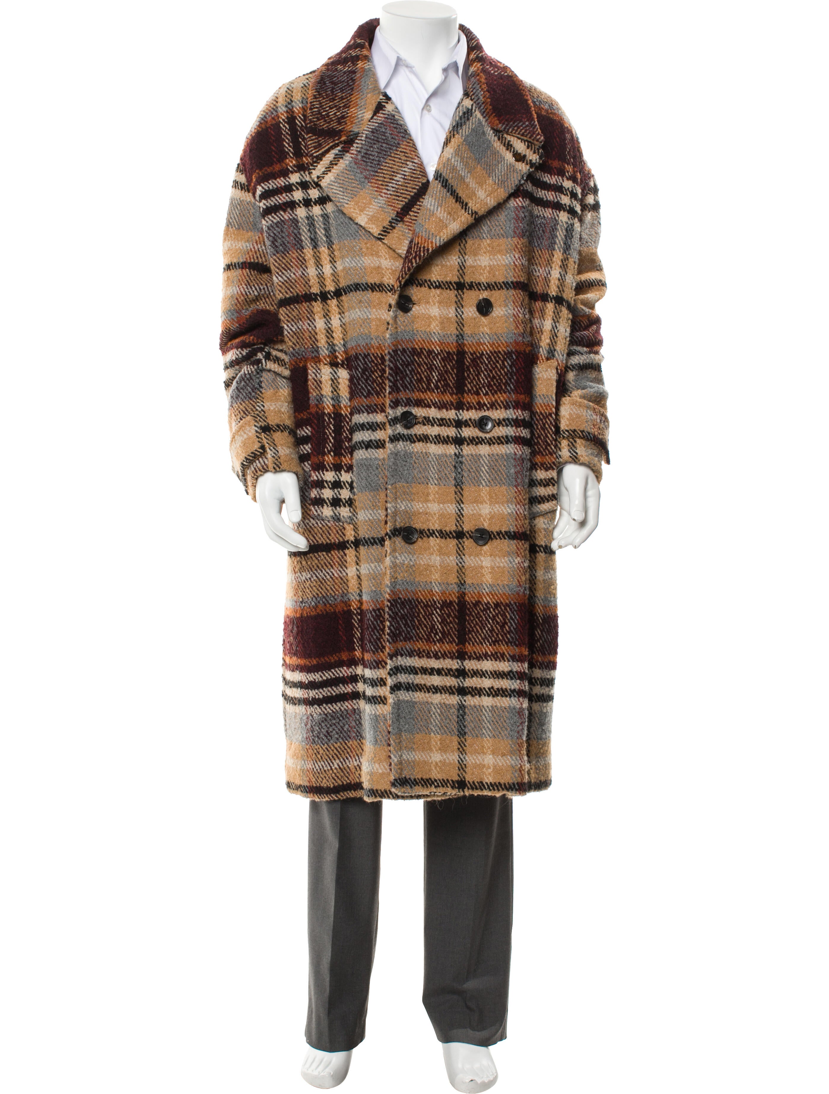Scotch & Soda Plaid Print Trench Coat - Brown Outerwear, Clothing ...