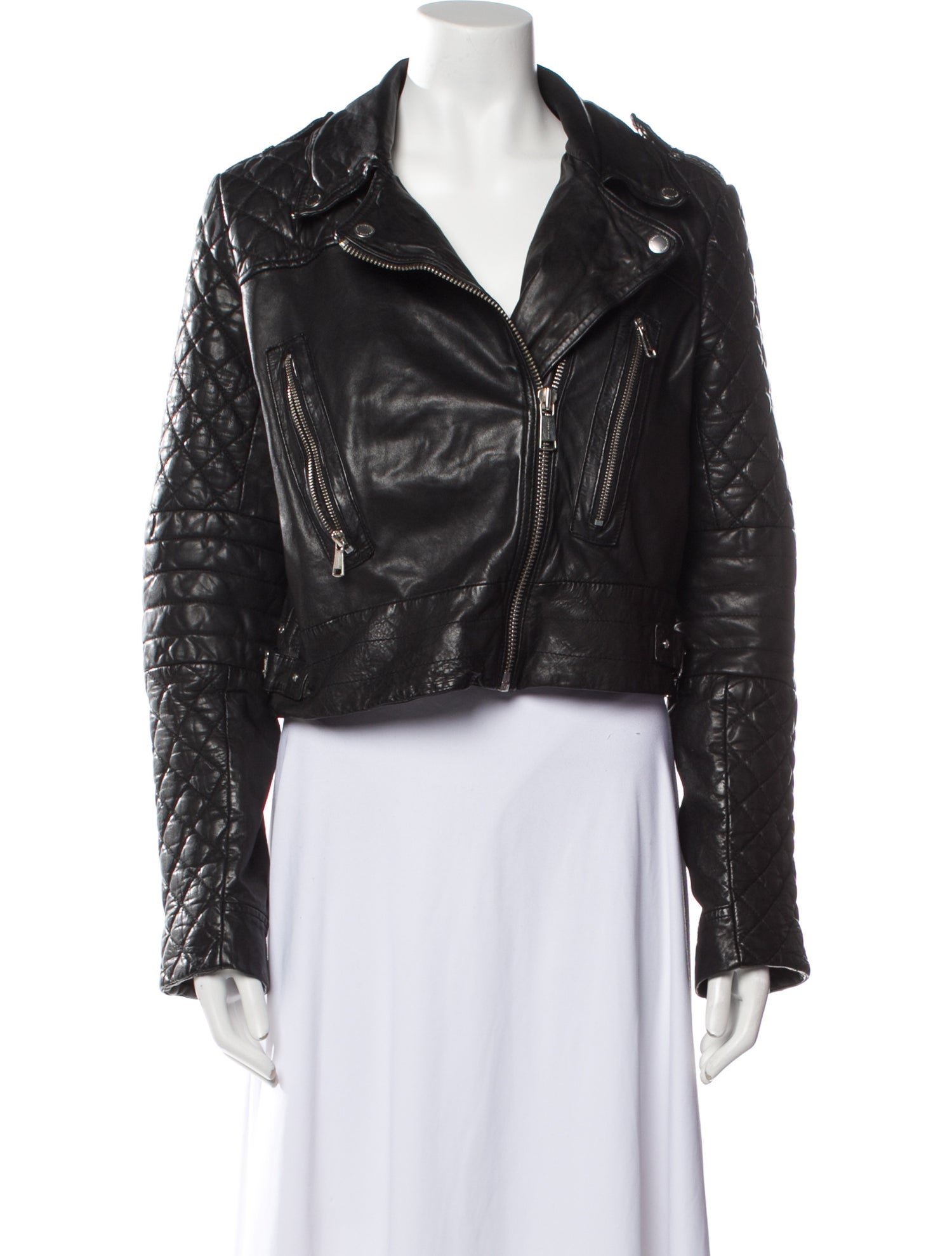 Andrew Marc x Richard Chai Lambskin Biker Jacket - Black Jackets ...