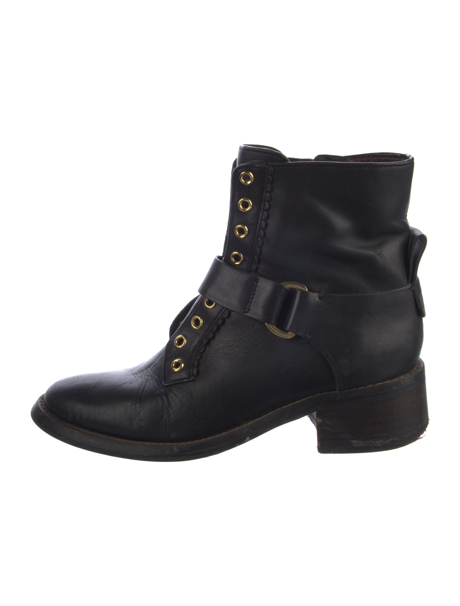 See by Chloé Leather Combat Boots - Blue Boots, Shoes - WSE112873 | The ...