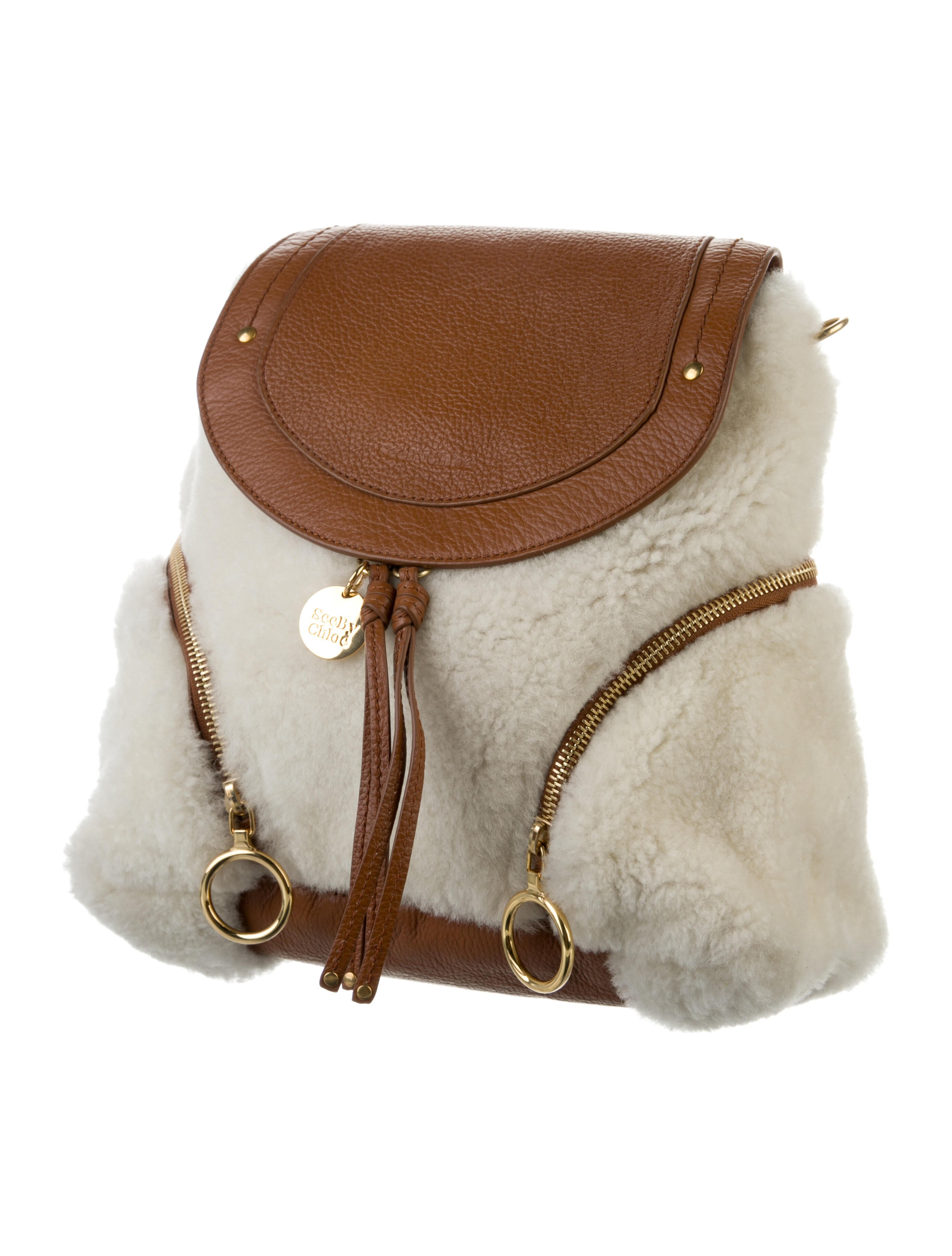See by Chloé Shearling Leather-Trimmed Backpack - Brown Backpacks ...