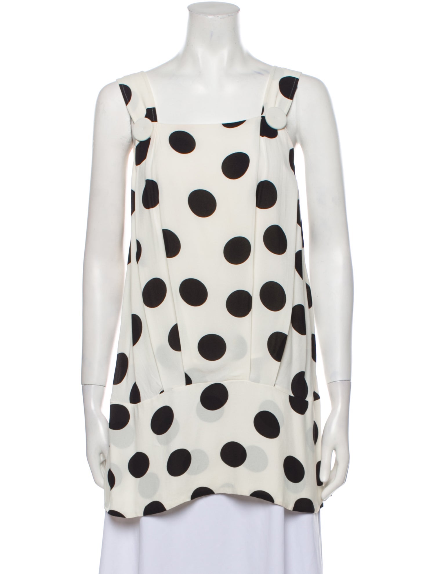 See by Chloé Polka Dot Print Square Neckline Tunic - Black Tops ...