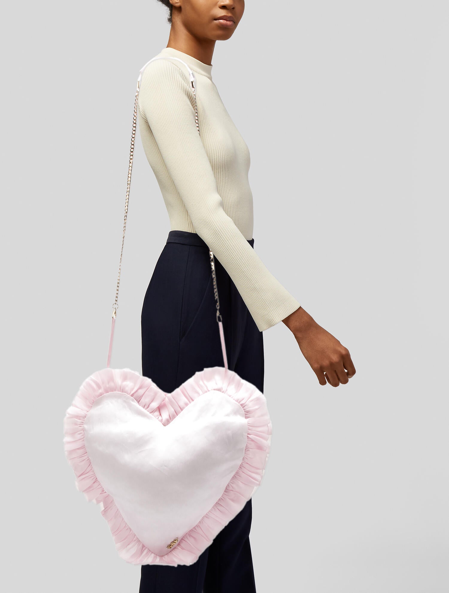 Selkie Ruffled Heart-Shape Nylon Crossbody - Pink Crossbody Bags ...