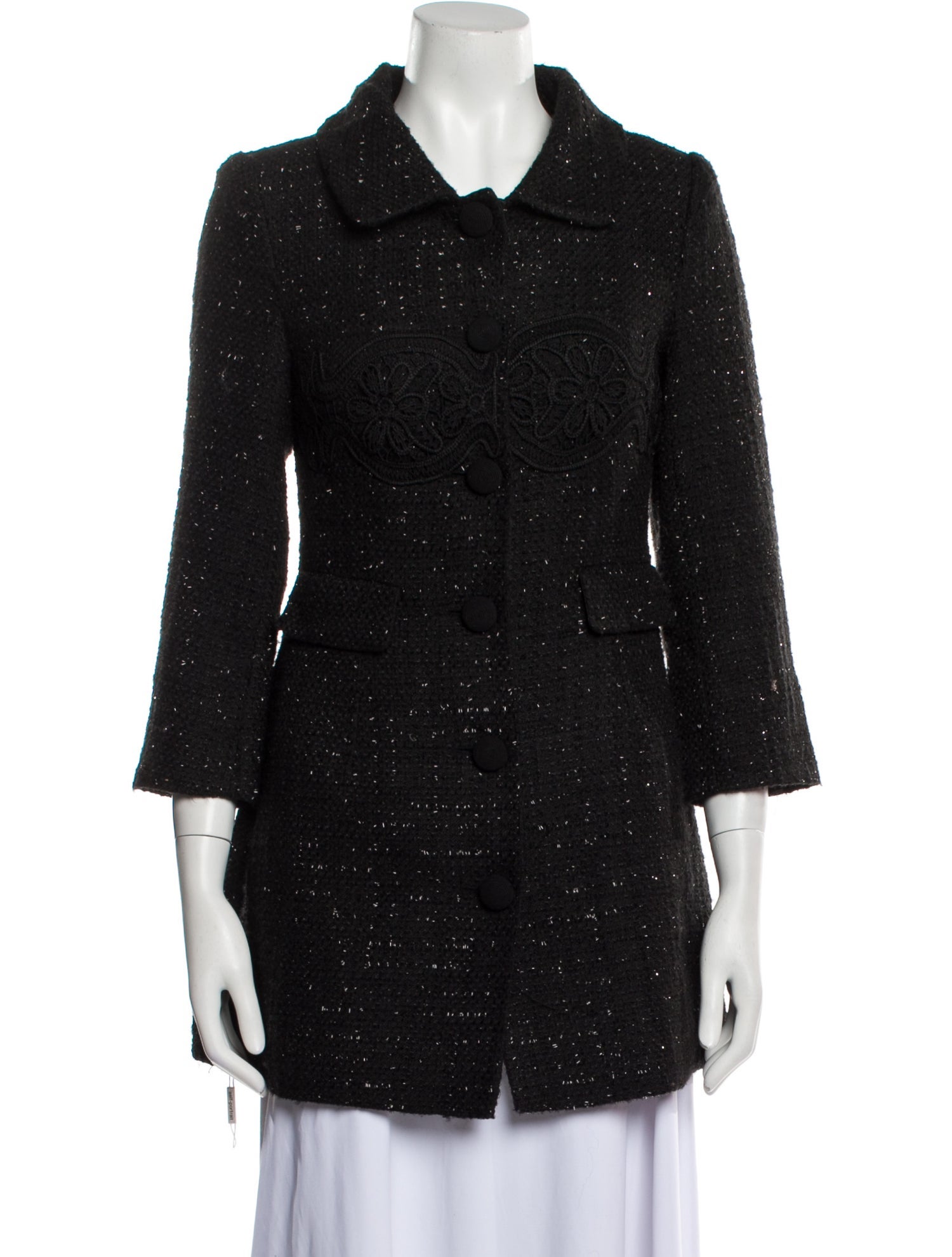 Self-Portrait Tweed Pattern Evening Jacket w/ Tags - Black Jackets ...
