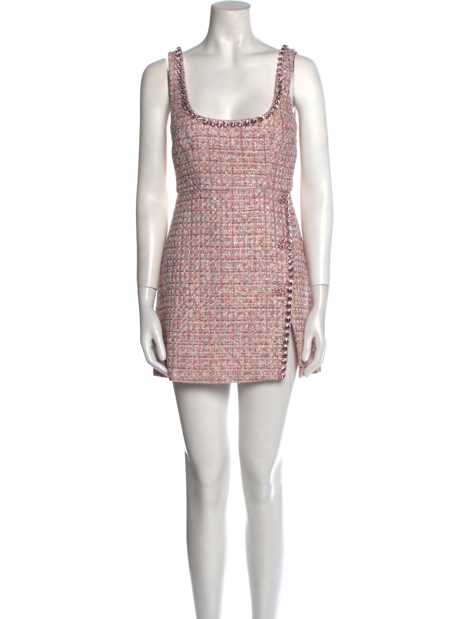 Self-Portrait Tweed Pattern Mini Dress - Pink Dresses, Clothing ...