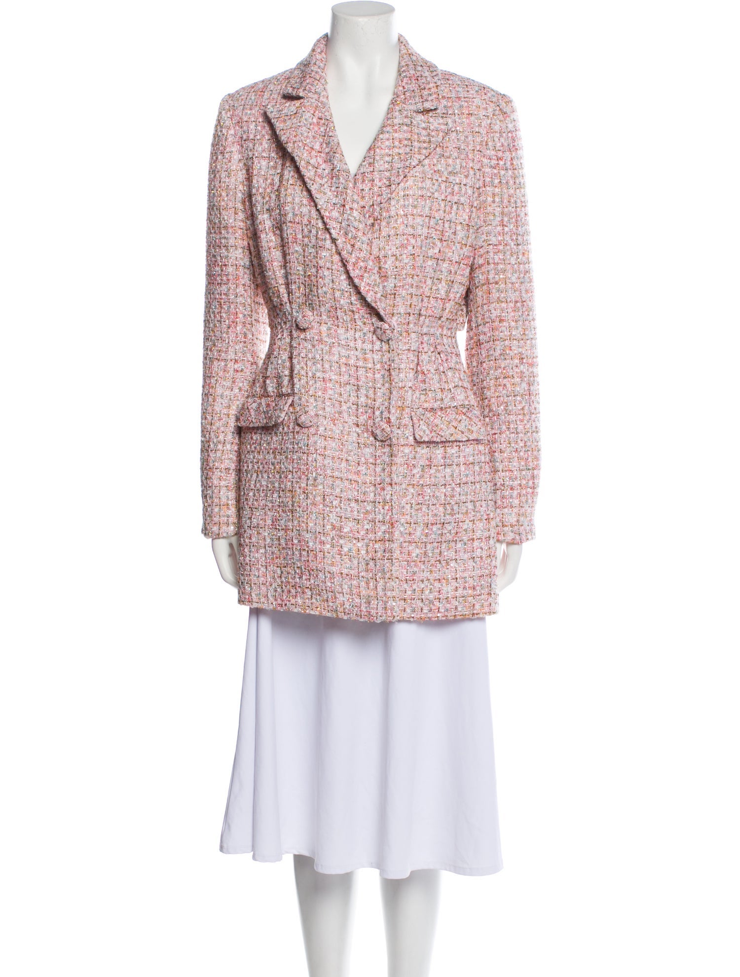 Self-Portrait Tweed Pattern Coat - Metallic Coats, Clothing ...