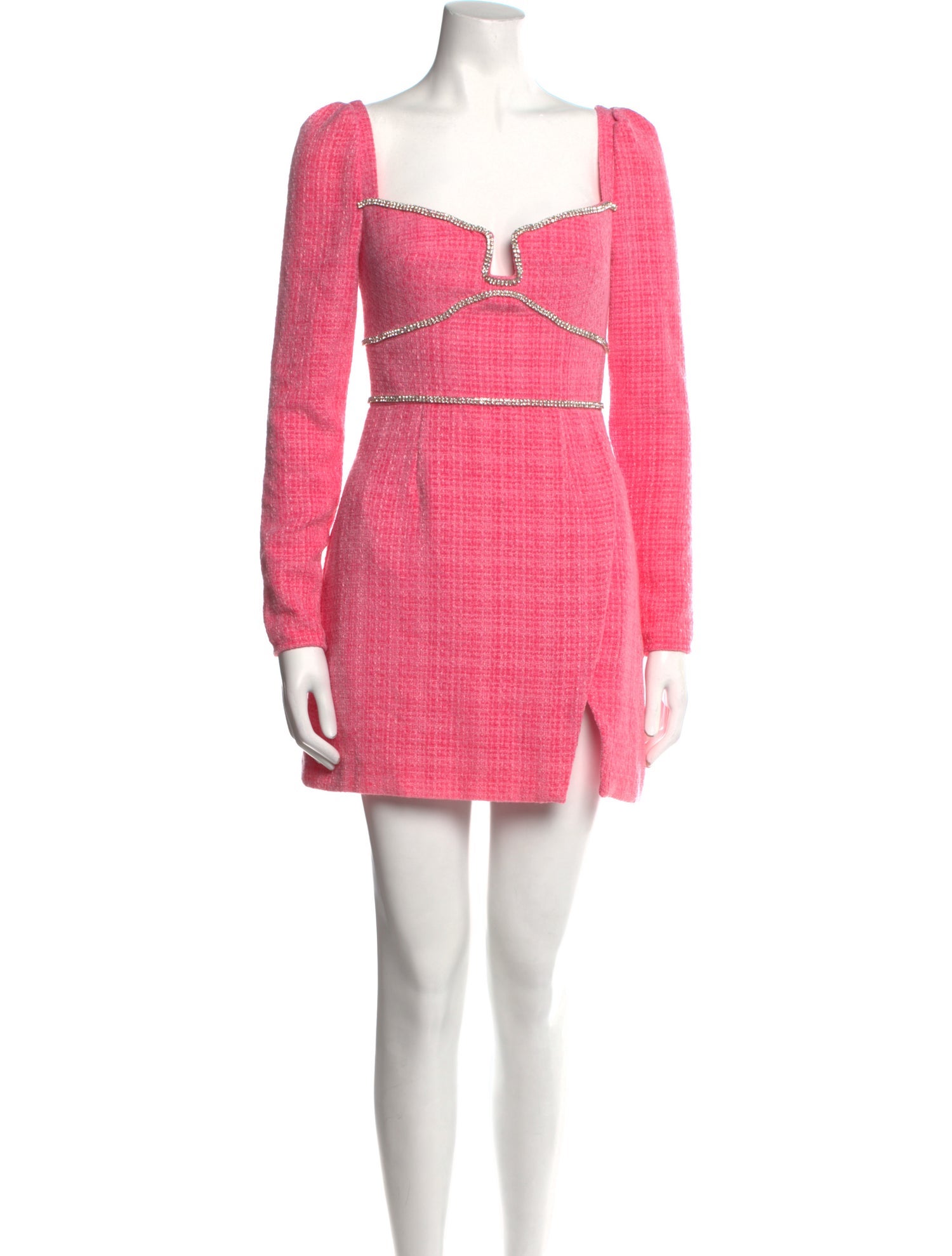Self Portrait Tweed Pattern Mini Dress Red Dresses Clothing