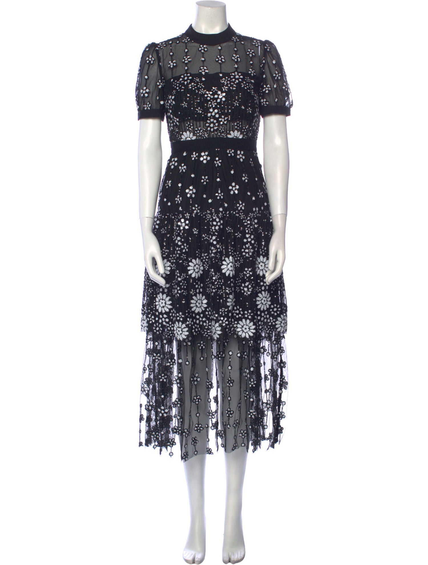 Self-Portrait Lace Pattern Long Dress - Black Dresses, Clothing ...