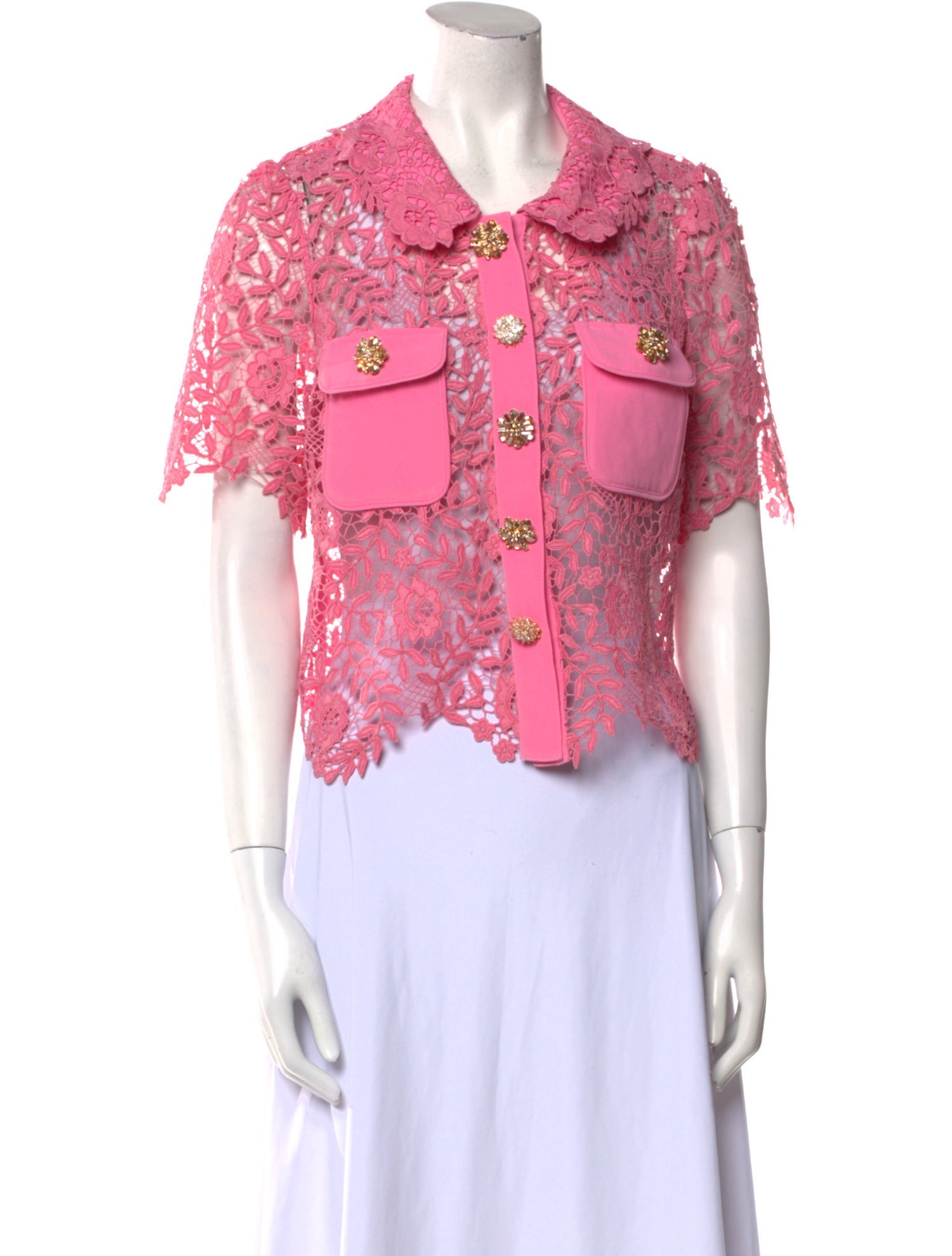 Self Portrait Short Sleeve Crop Top Pink Tops Clothing Wself70961