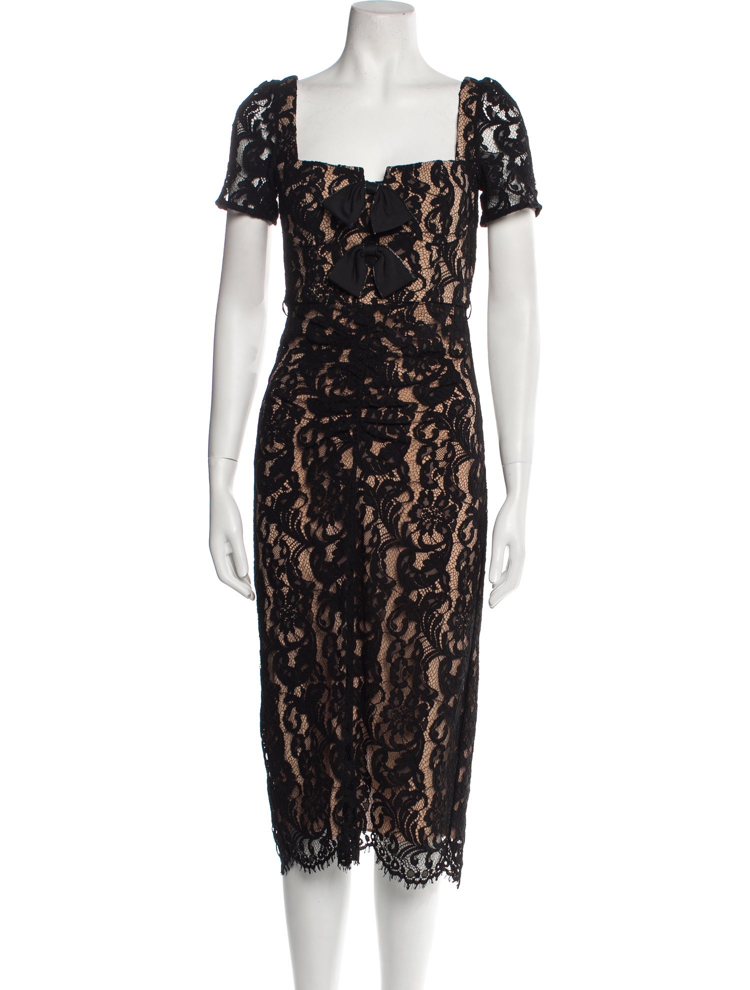 Self-Portrait Lace Pattern Midi Length Dress - Black Dresses, Clothing ...