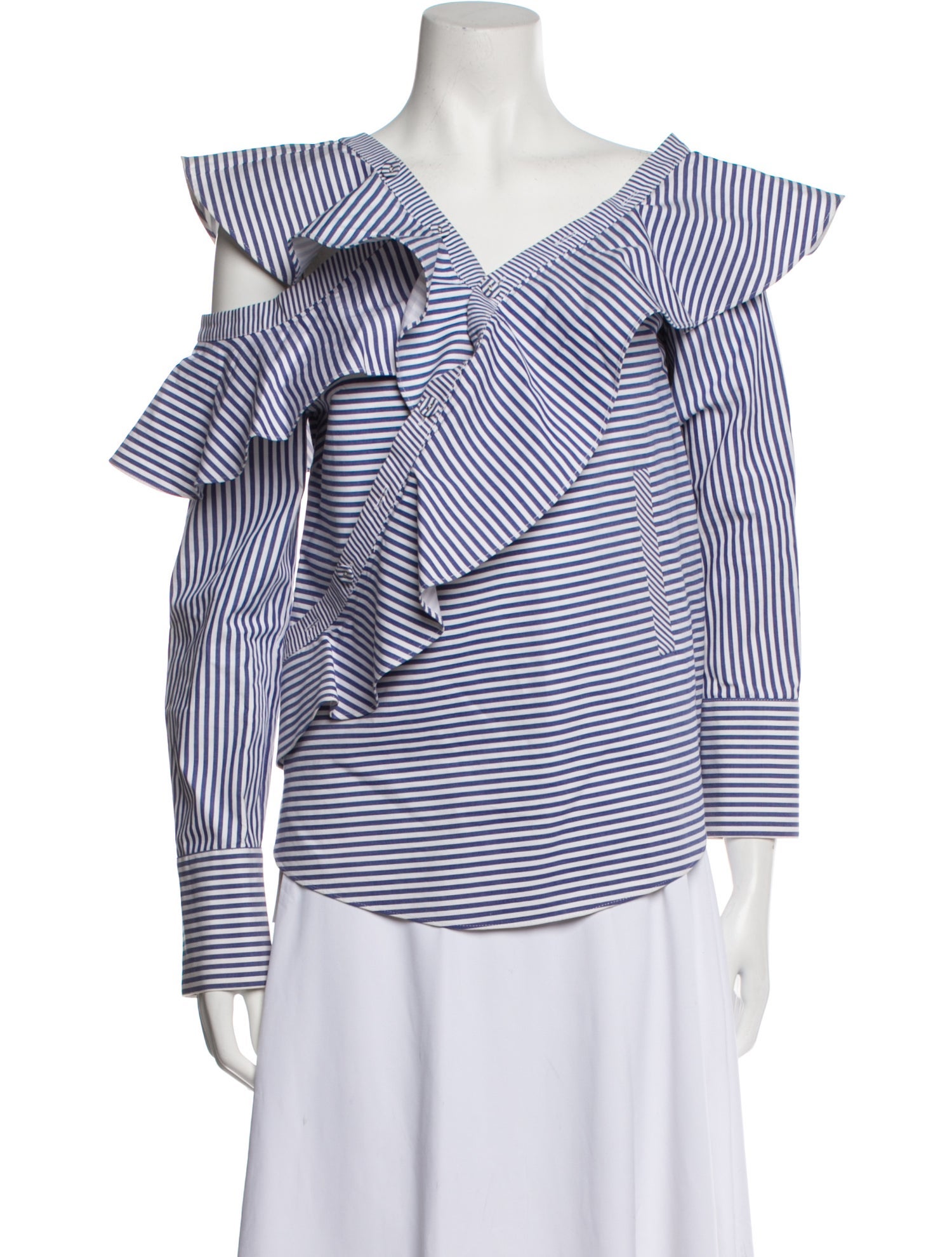 Self-Portrait Striped Asymmetrical Blouse - Blue Tops, Clothing ...