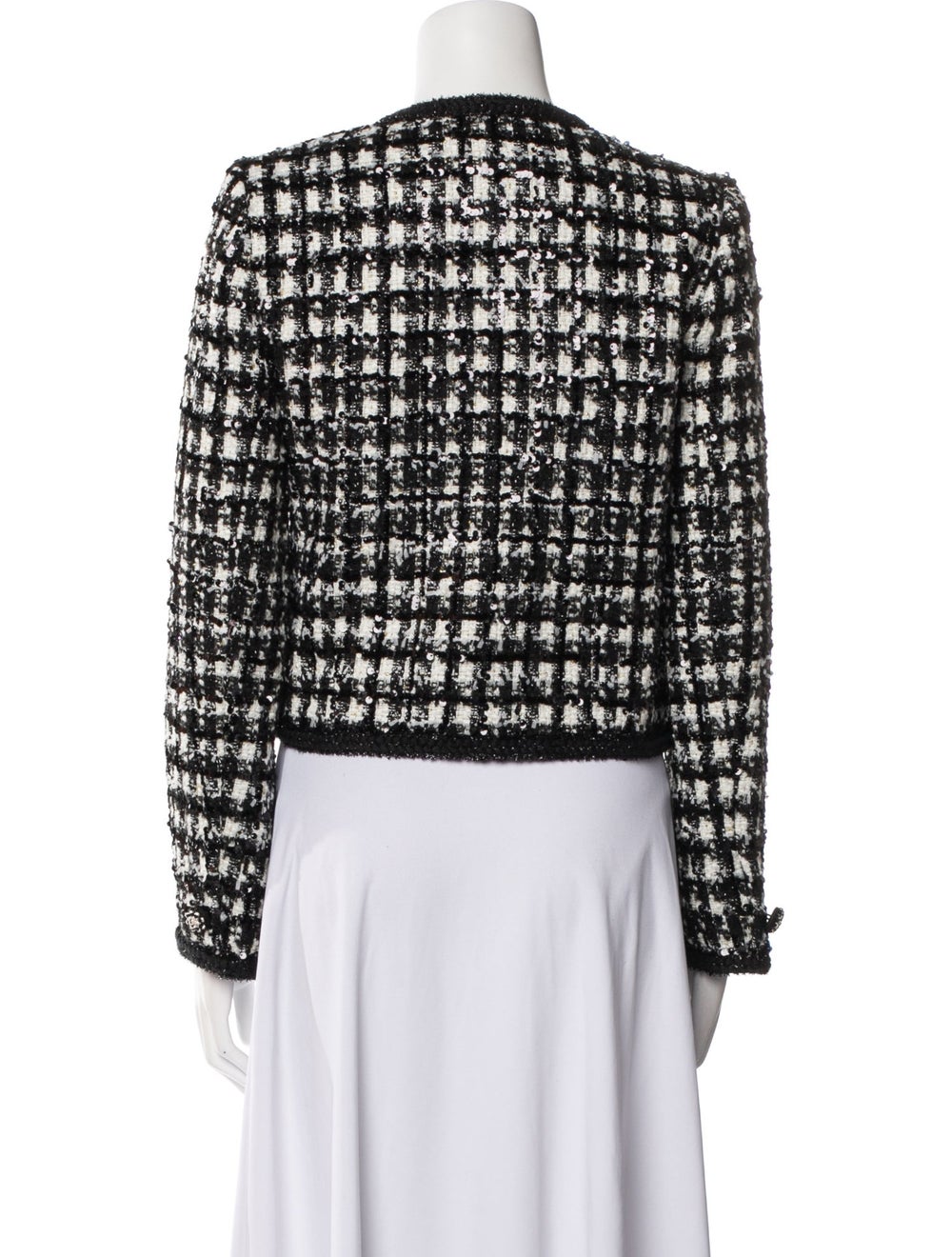 Self-Portrait Jacket Black Tweed Pattern Raw-Edge & S… - Gem