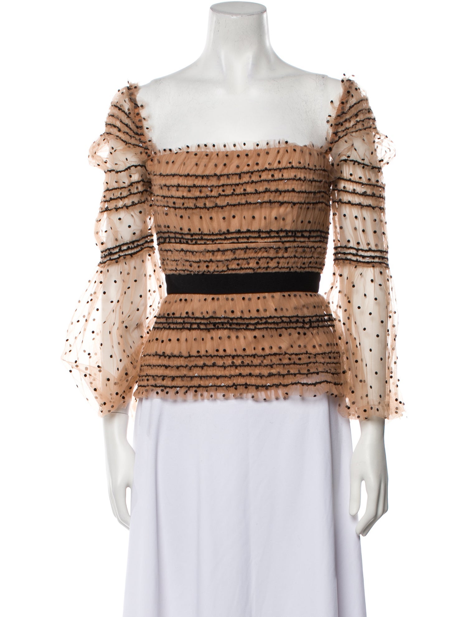 Self-Portrait Lace Pattern Square Neckline Blouse - Neutrals Tops ...