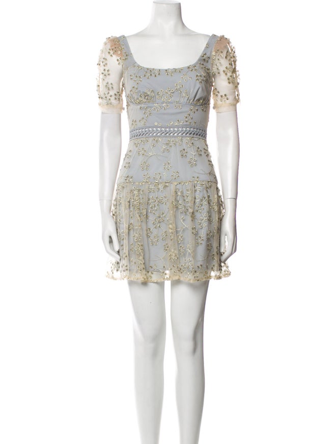 Chio Lace Pattern Mini Dress - Metallic Dresses, Clothing - WCHOE20444 ...