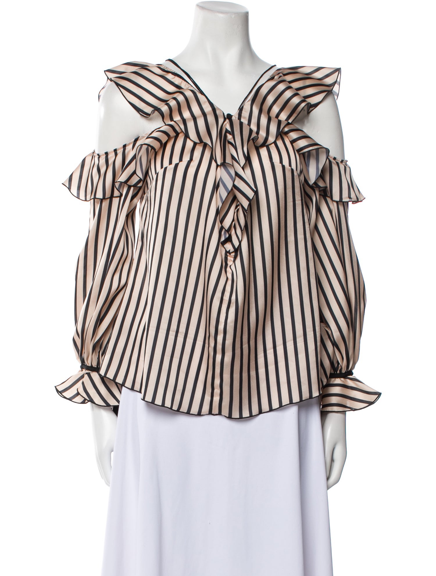 Self-Portrait Striped Off-The-Shoulder Blouse - Neutrals Tops, Clothing ...