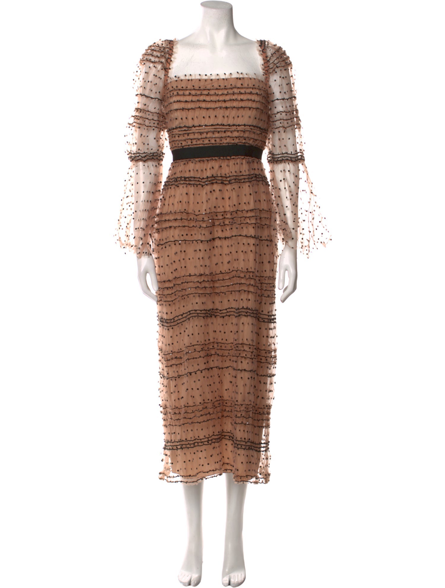 Self-Portrait Lace Pattern Long Dress - Brown Dresses, Clothing ...
