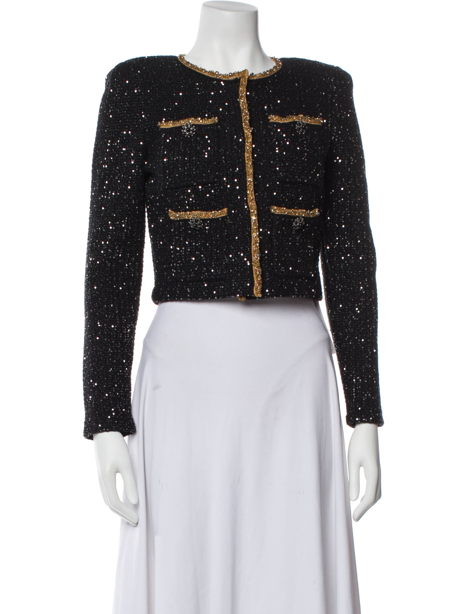 Self-Portrait Tweed Pattern Evening Jacket w/ Tags - Black Jackets ...