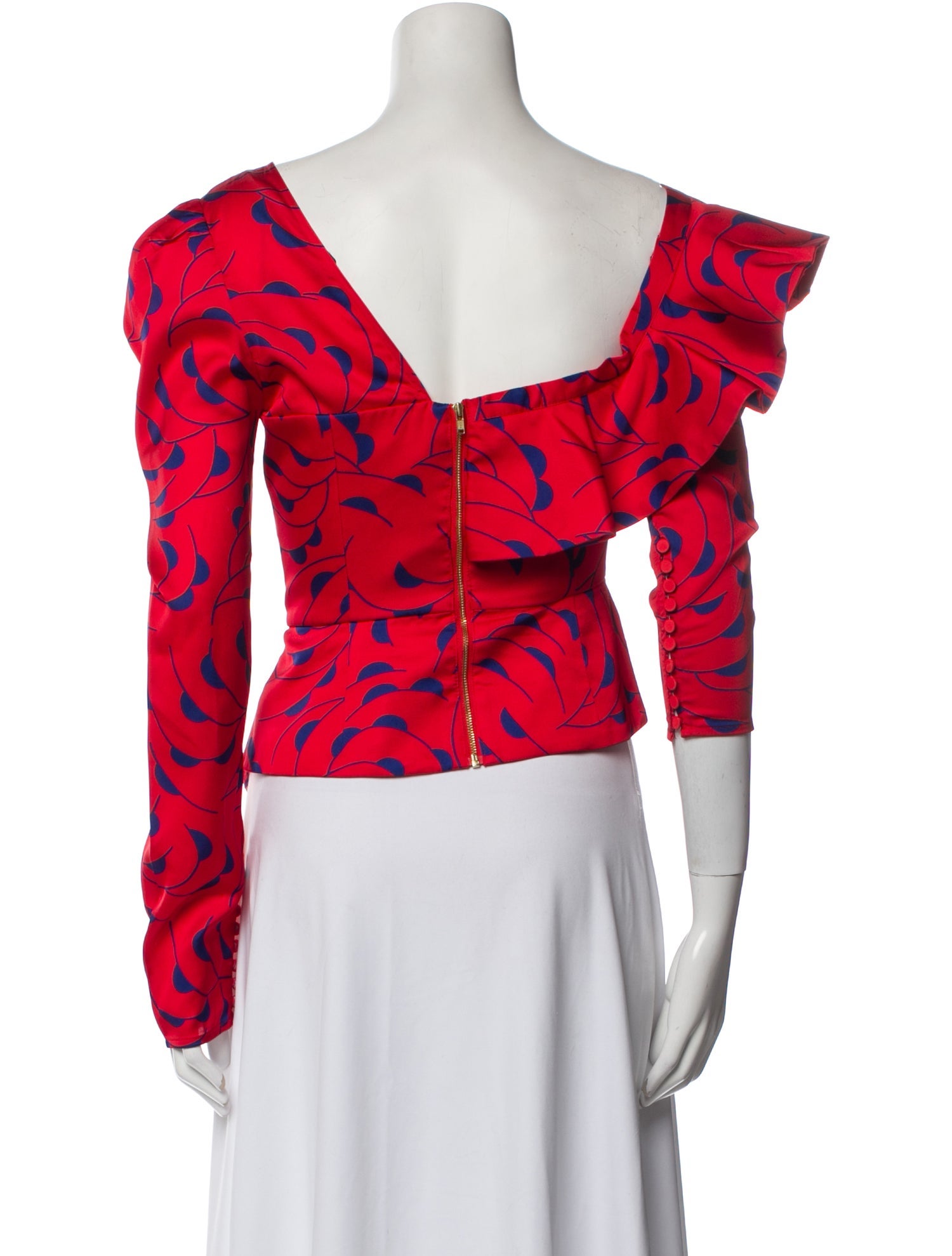 Self-Portrait Floral Print Square Neckline Blouse - Red Tops, Clothing ...