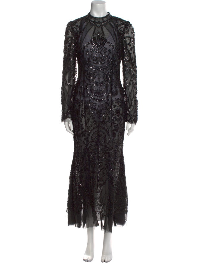 Self-Portrait Mock Neck Long Dress w/ Tags - Black Dresses, Clothing ...