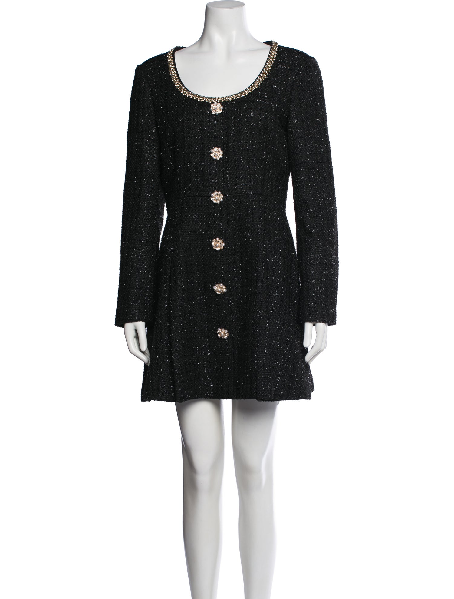 Self-Portrait Tweed Pattern Mini Dress - Black Dresses, Clothing ...
