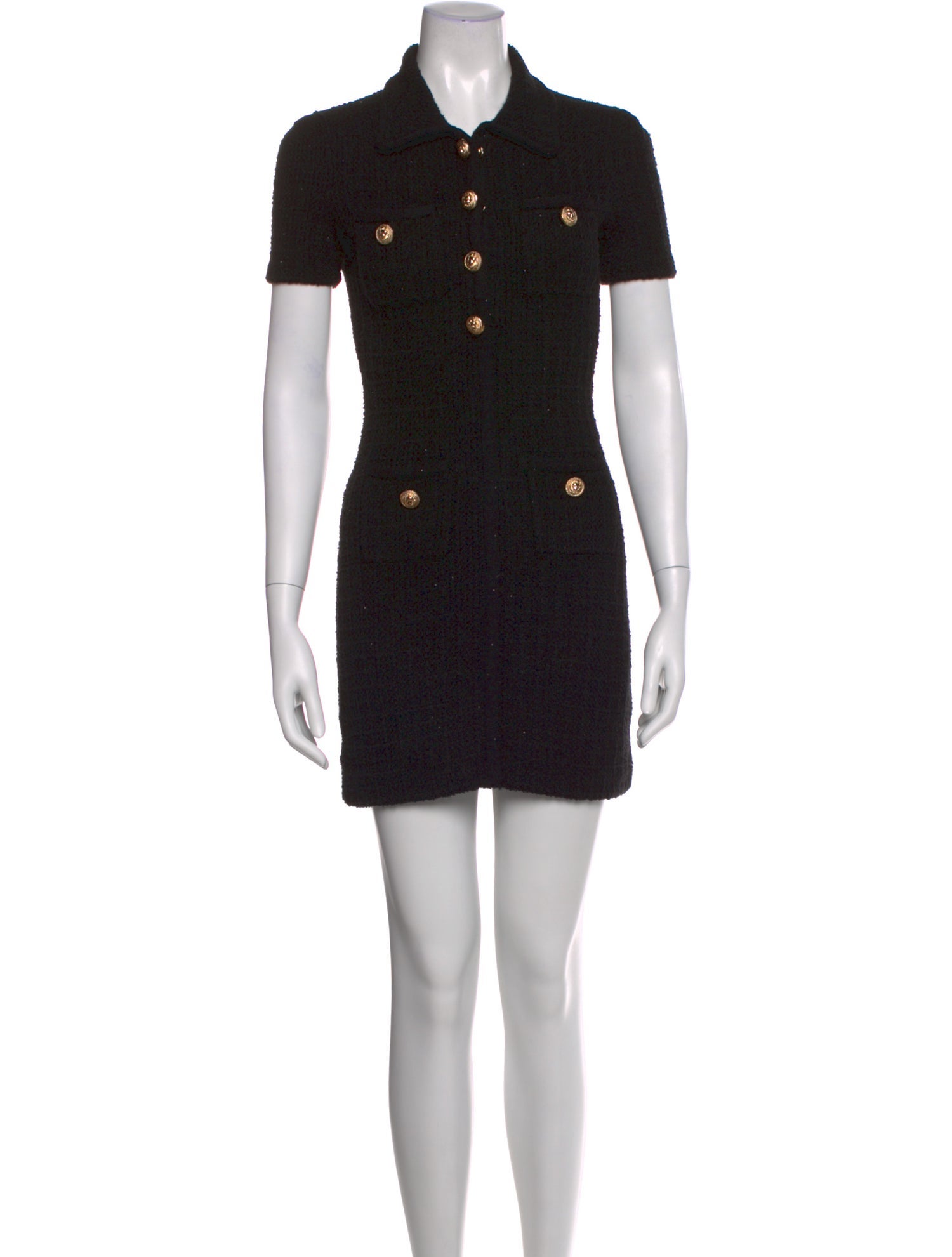 Self-Portrait Tweed Pattern Mini Dress - Black Dresses, Clothing ...