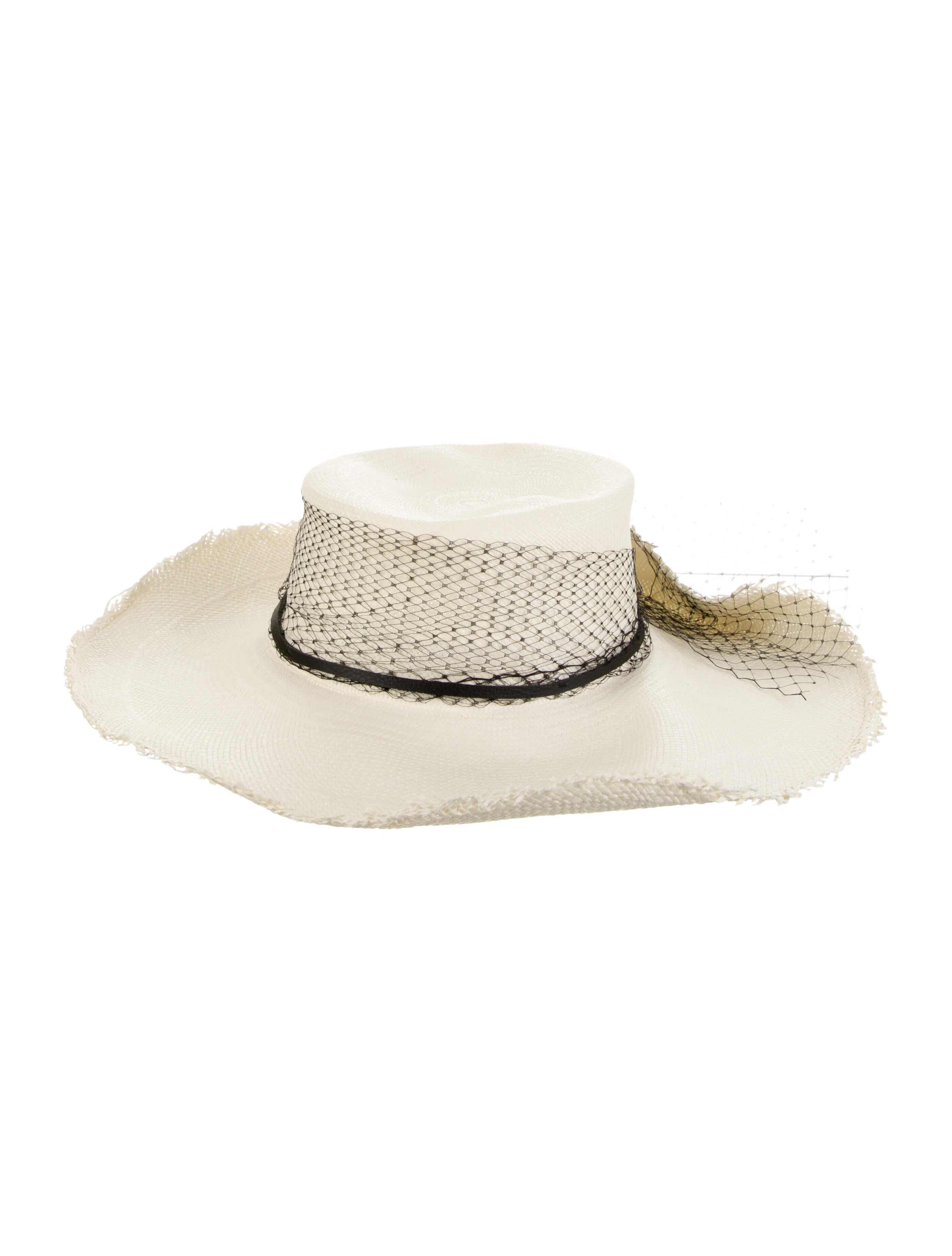 Sensi Studio Glamour Frayed Cordovan Long Brim Hat - White Hats ...