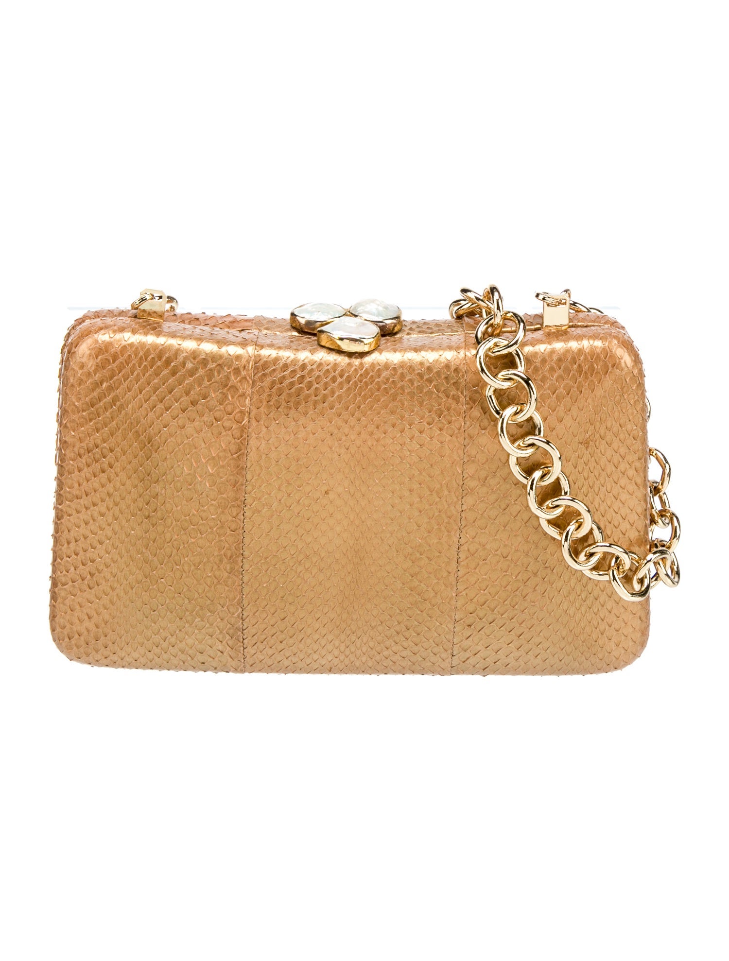 Clara Kasavina Crystal Embellished Snakeskin Clutch Bag - Neutrals ...