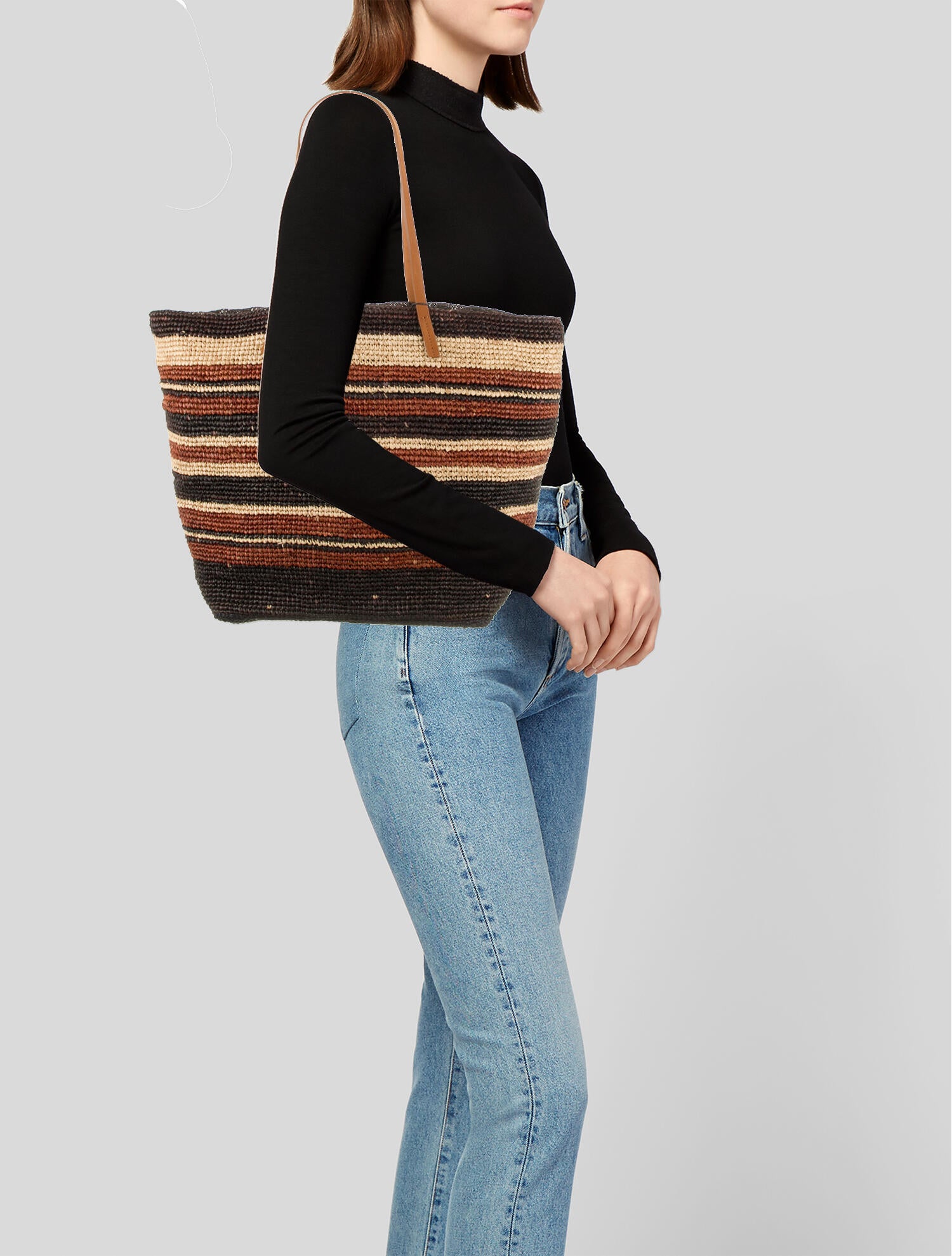 Sézane Raffia Leather Trimmed Tote - Brown Totes, Handbags - WSEZA24296 ...