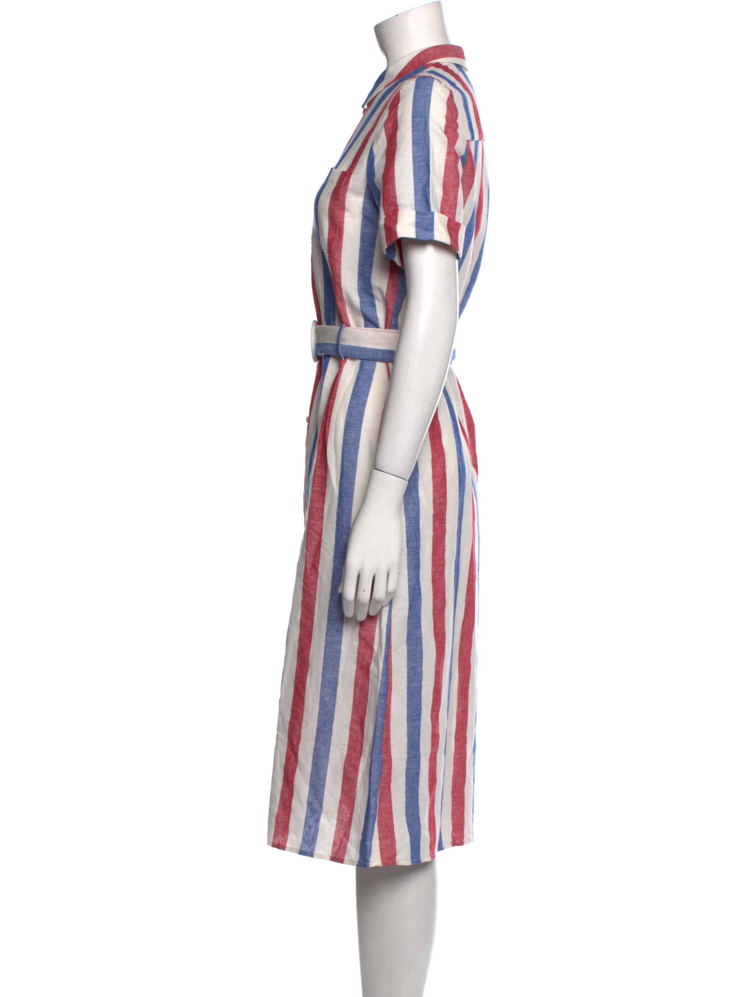 Sézane Striped Midi Length Dress - Red Dresses, Clothing - WSEZA25443 ...