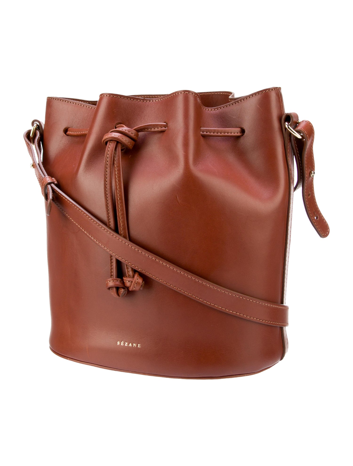 Sézane Solid Leather Bucket Bag - Brown Bucket Bags, Handbags ...