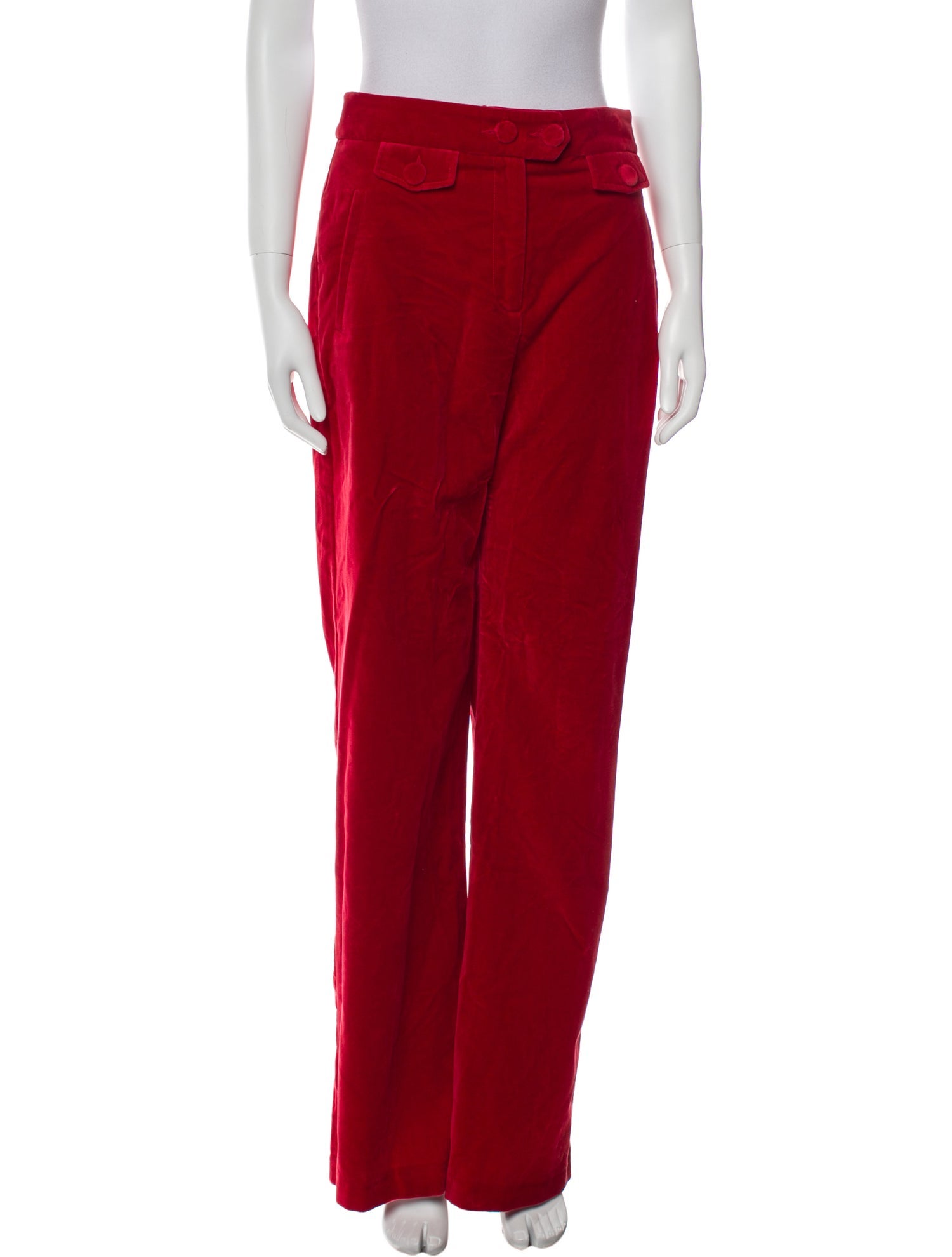 Sézane Straight Leg Pants - Red, 12.25" Rise Pants, Clothing ...