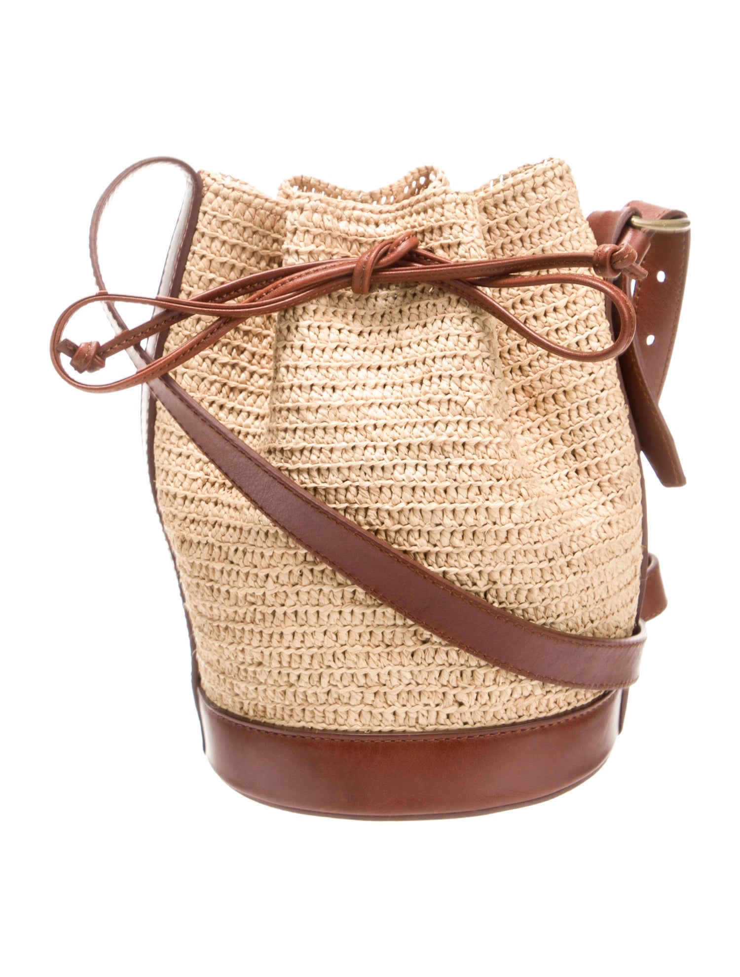 Sézane Straw Bucket Bag - Brown Bucket Bags, Handbags - WSEZA36112 ...