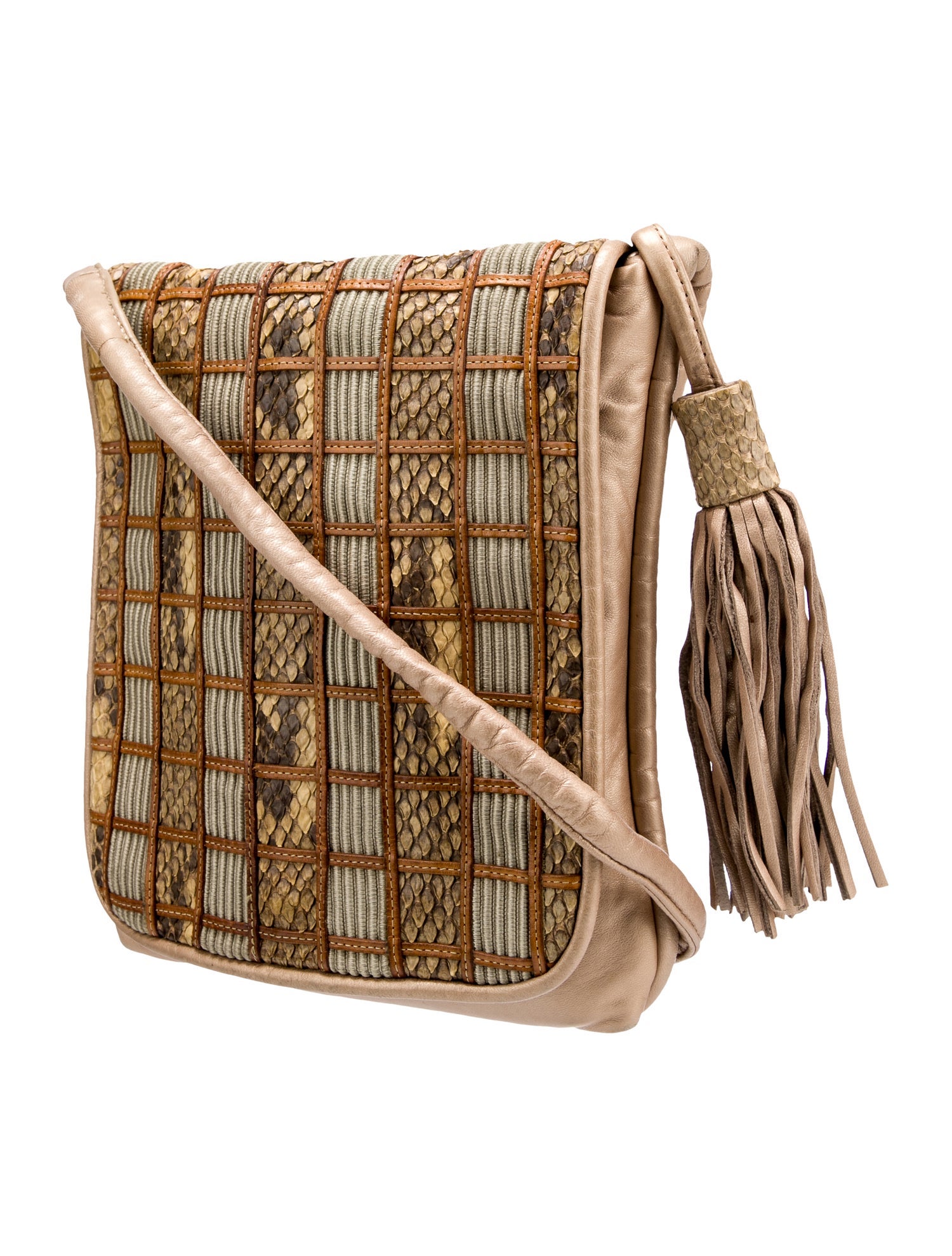 Sharif Leather Snakeskin Accent Shoulder Bag - Neutrals Shoulder Bags ...