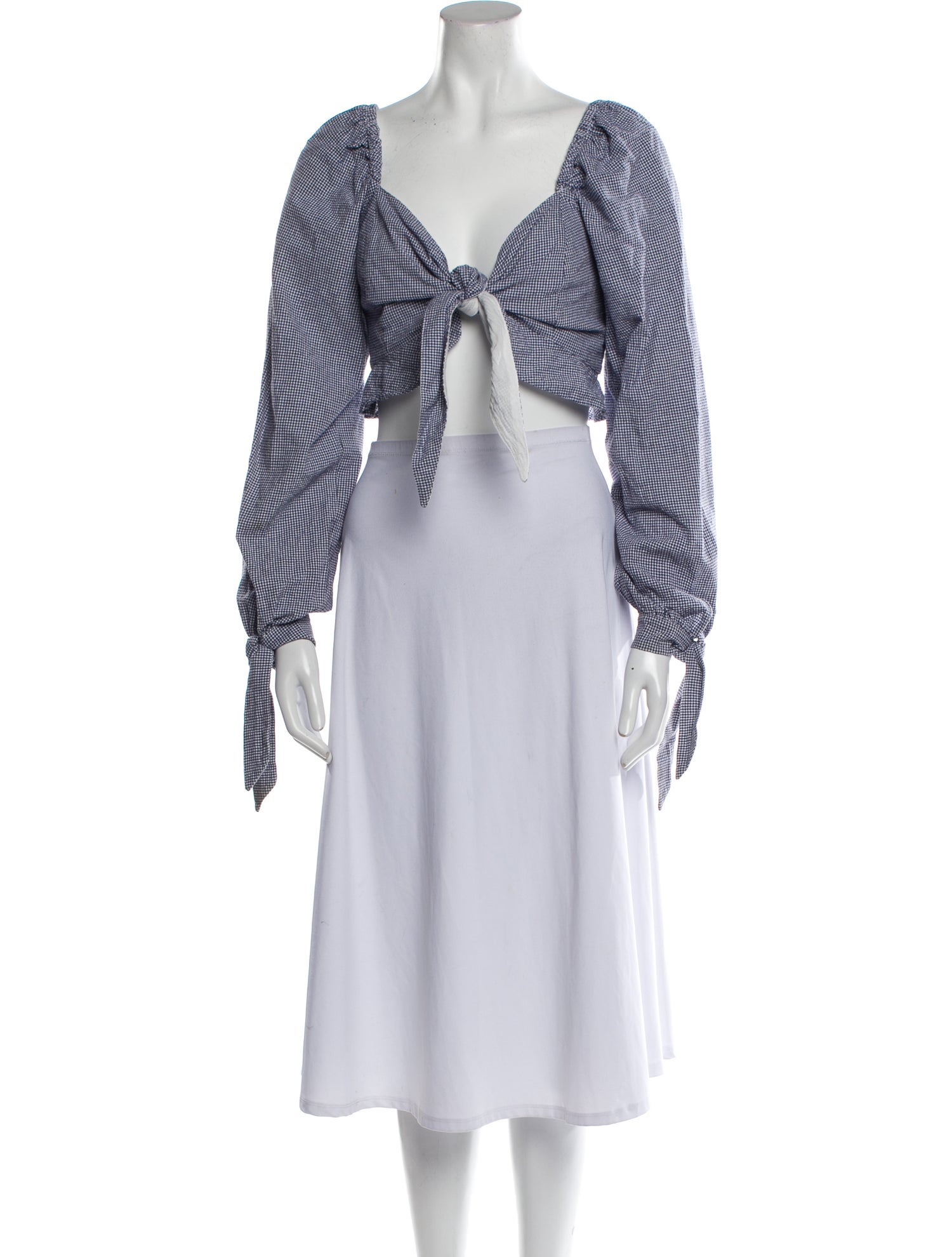 Stone Cold Fox Plaid Print V-Neck Crop Top - Blue Tops, Clothing ...