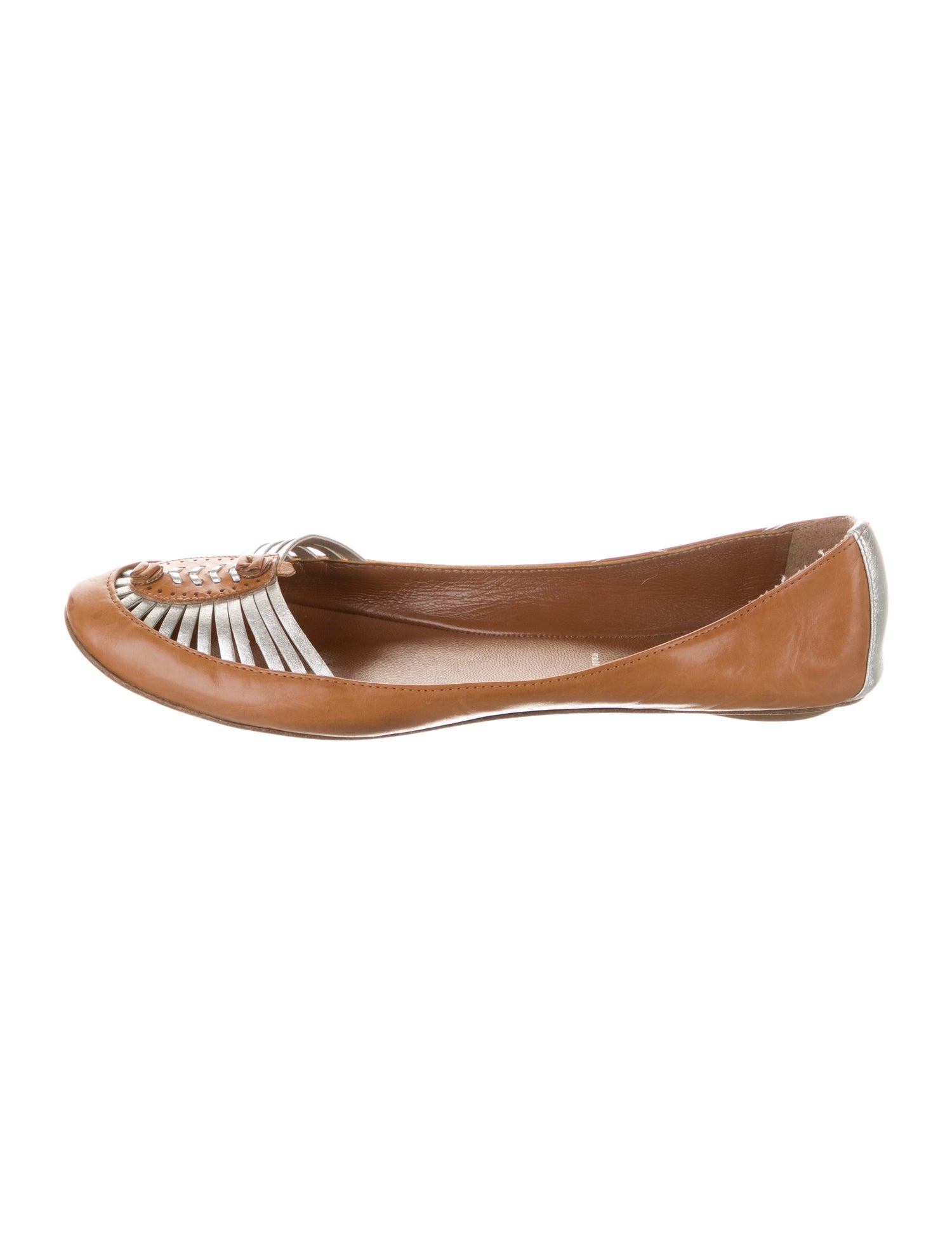 Sigerson Morrison Leather Colorblock Pattern Ballet Flats - Brown Flats ...