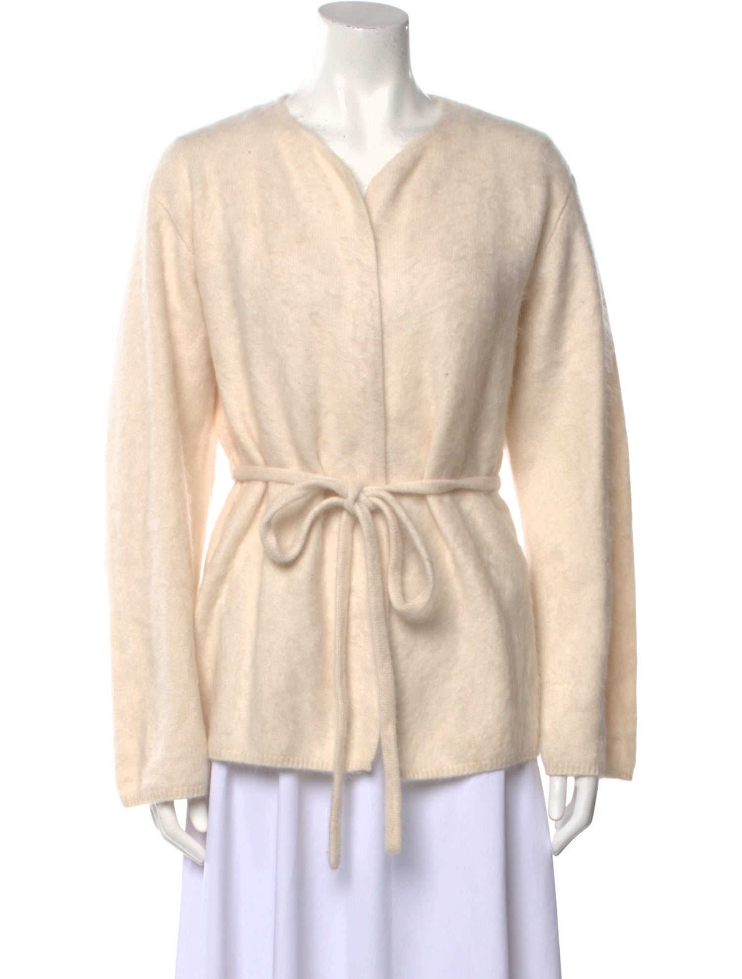 Soft Goat Cashmere V-Neck Sweater - Neutrals Knitwear, Clothing ...