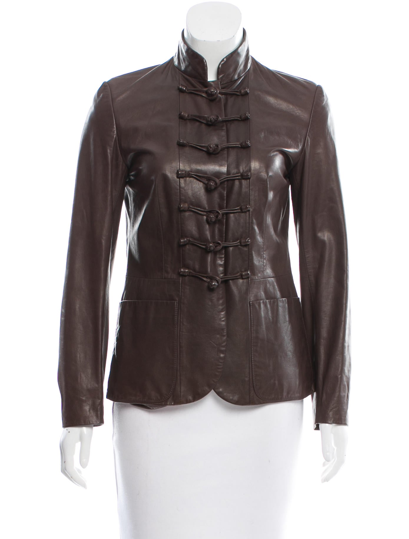 Shanghai Tang Leather Mandarin Collar Jacket - Clothing - WSH20032 ...